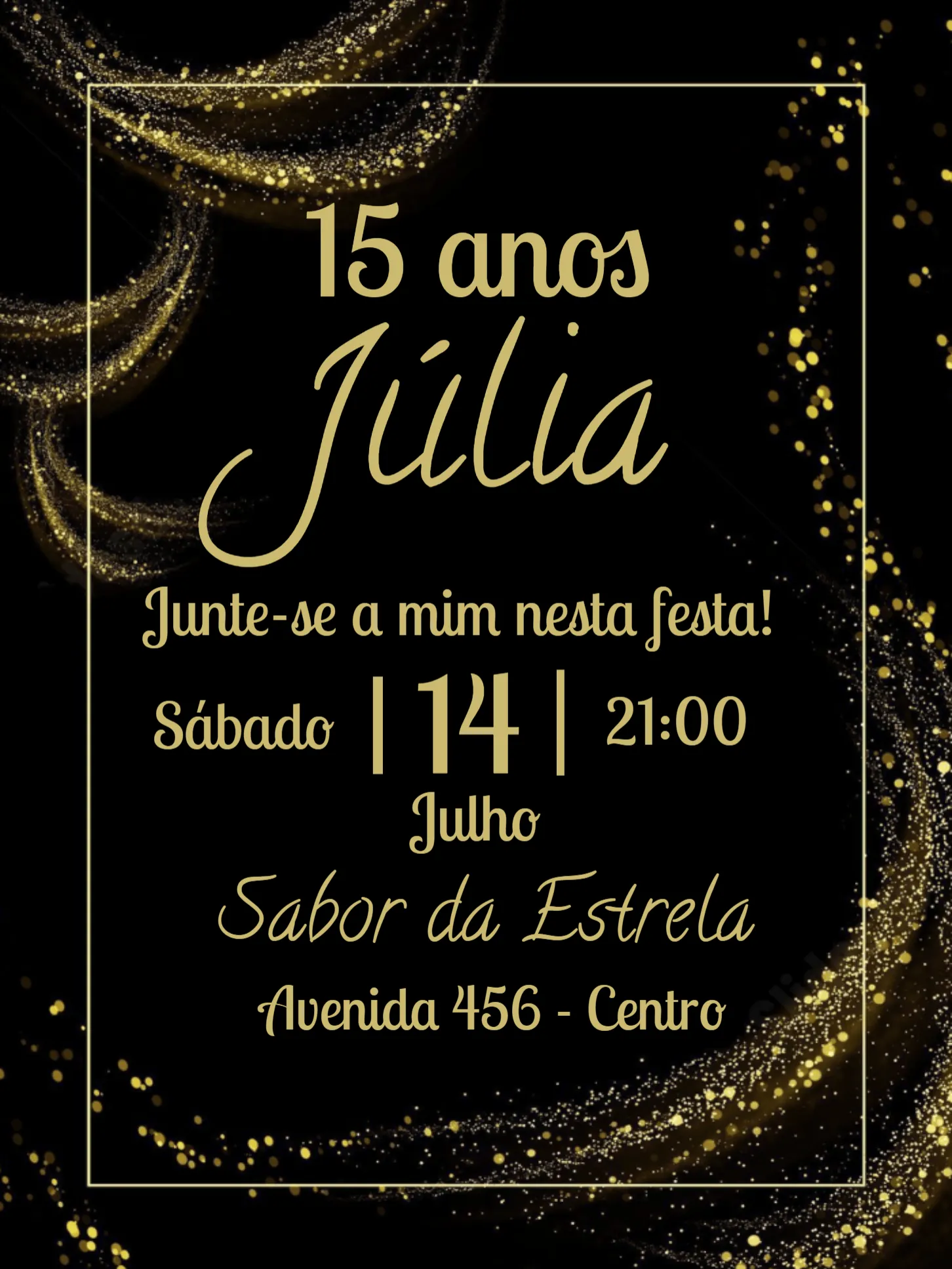 Invitación Digital 15 Años Galaxia Dorada - Cumpleaños | Convitede