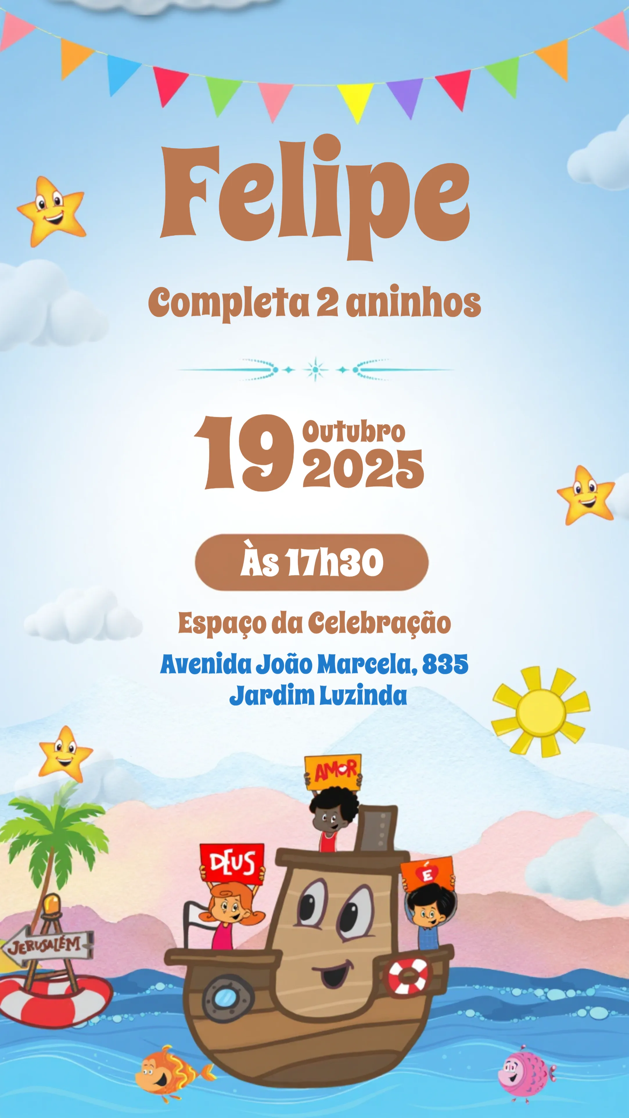 Digital Invitation 3 Little Words of Love - Kids Birthday | Convitede