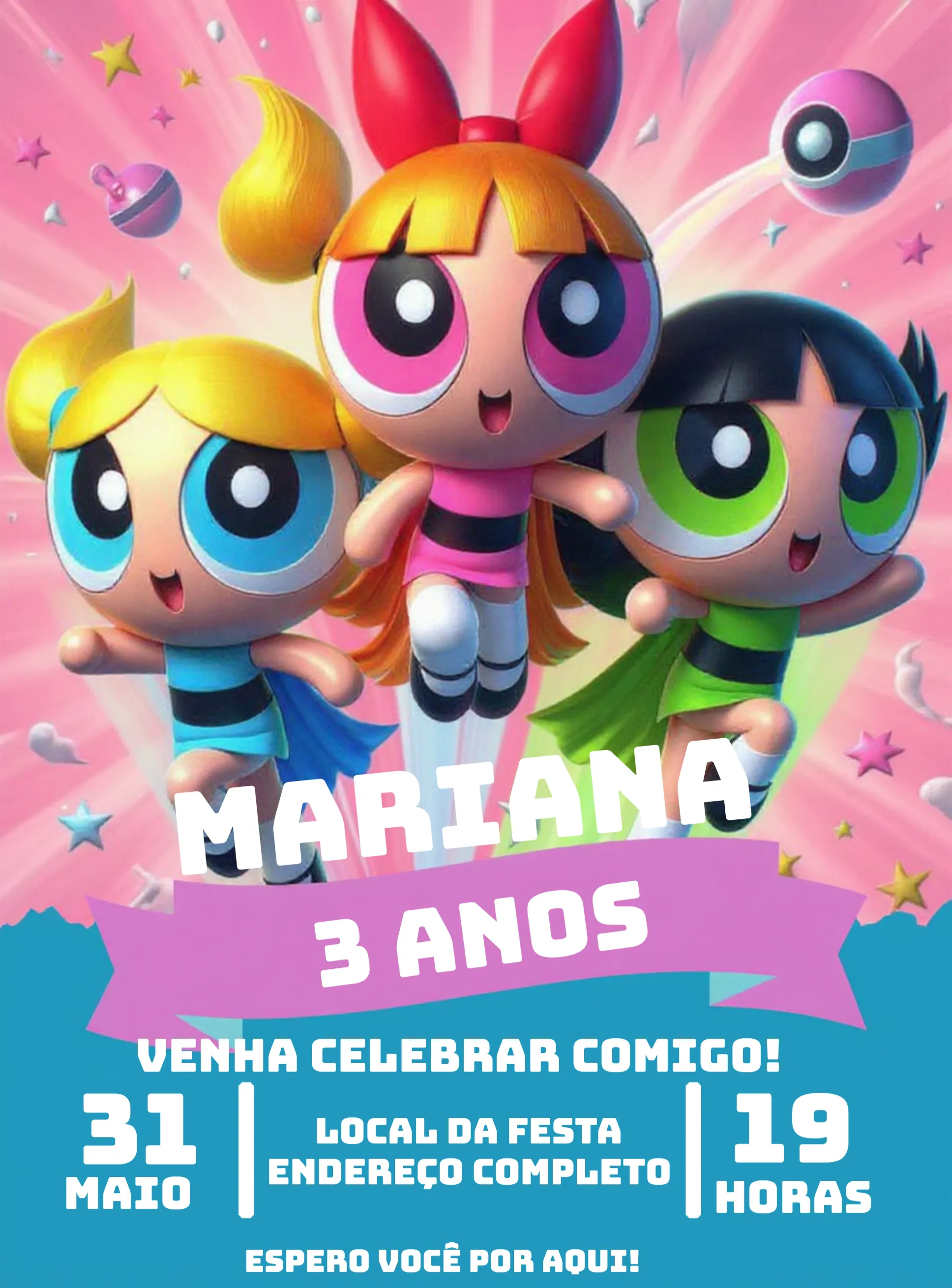 Digital Invitation The Powerpuff Girls - Top Searches | Convitede