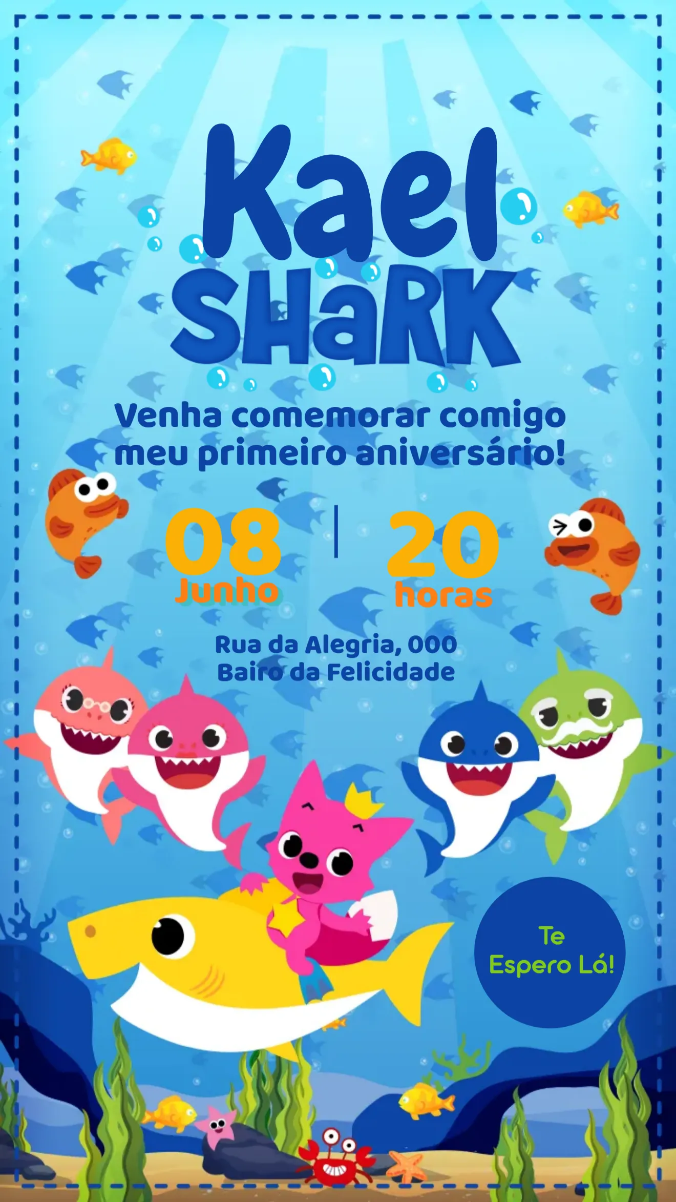Convite Baby Shark – Editar Online | Convitede