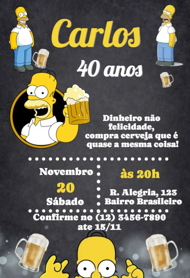 Festa Bar Simpsons Grátis | Templates Editáveis, Modelos e Recursos ...