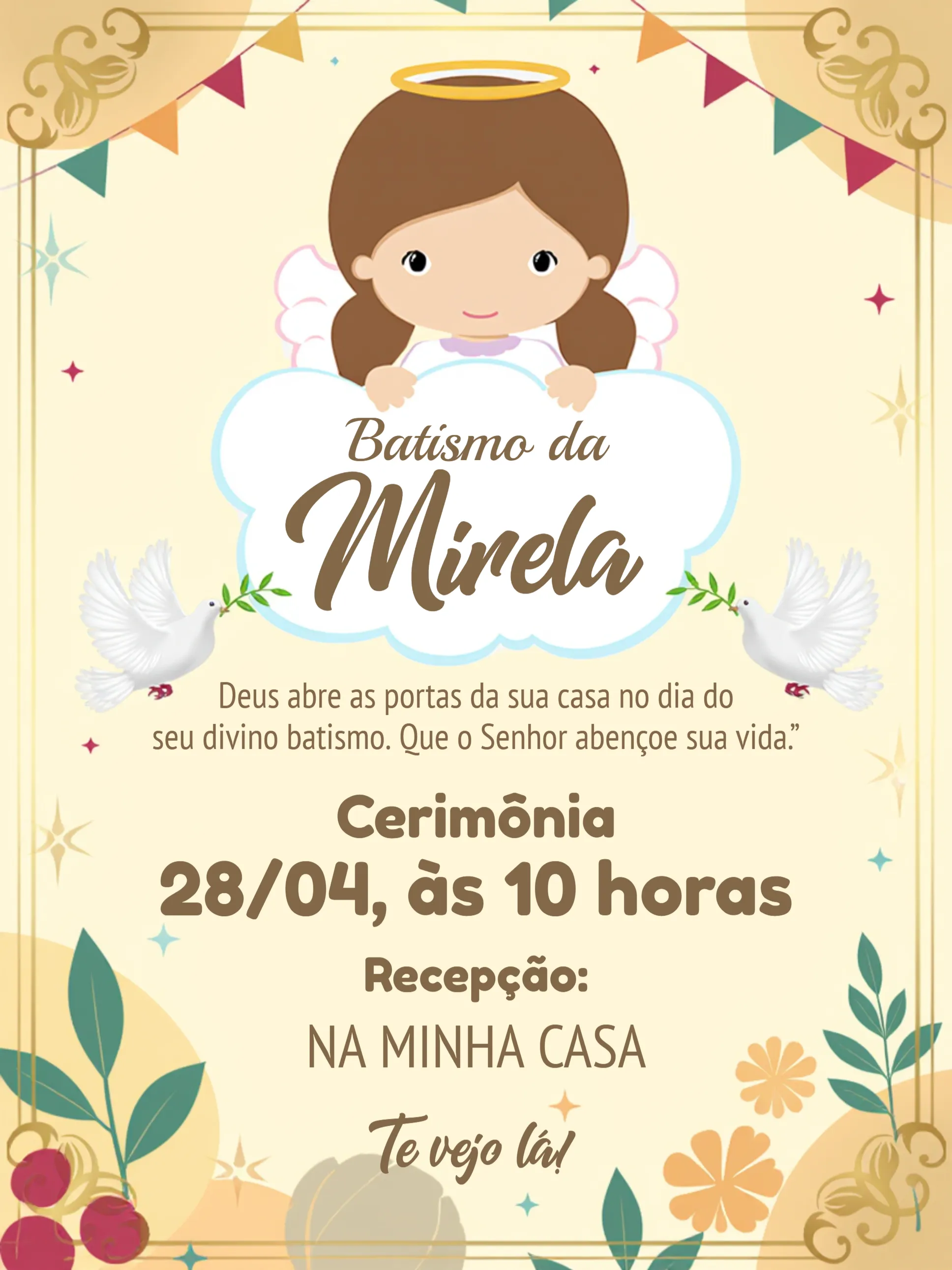 Digital Invitation Angel Catholic Baptism - First Communion | Convitede