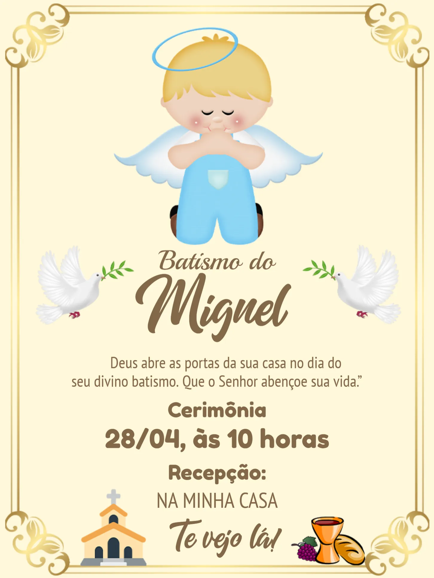 Digital Invitation Angel First Communion Baptism | Convitede