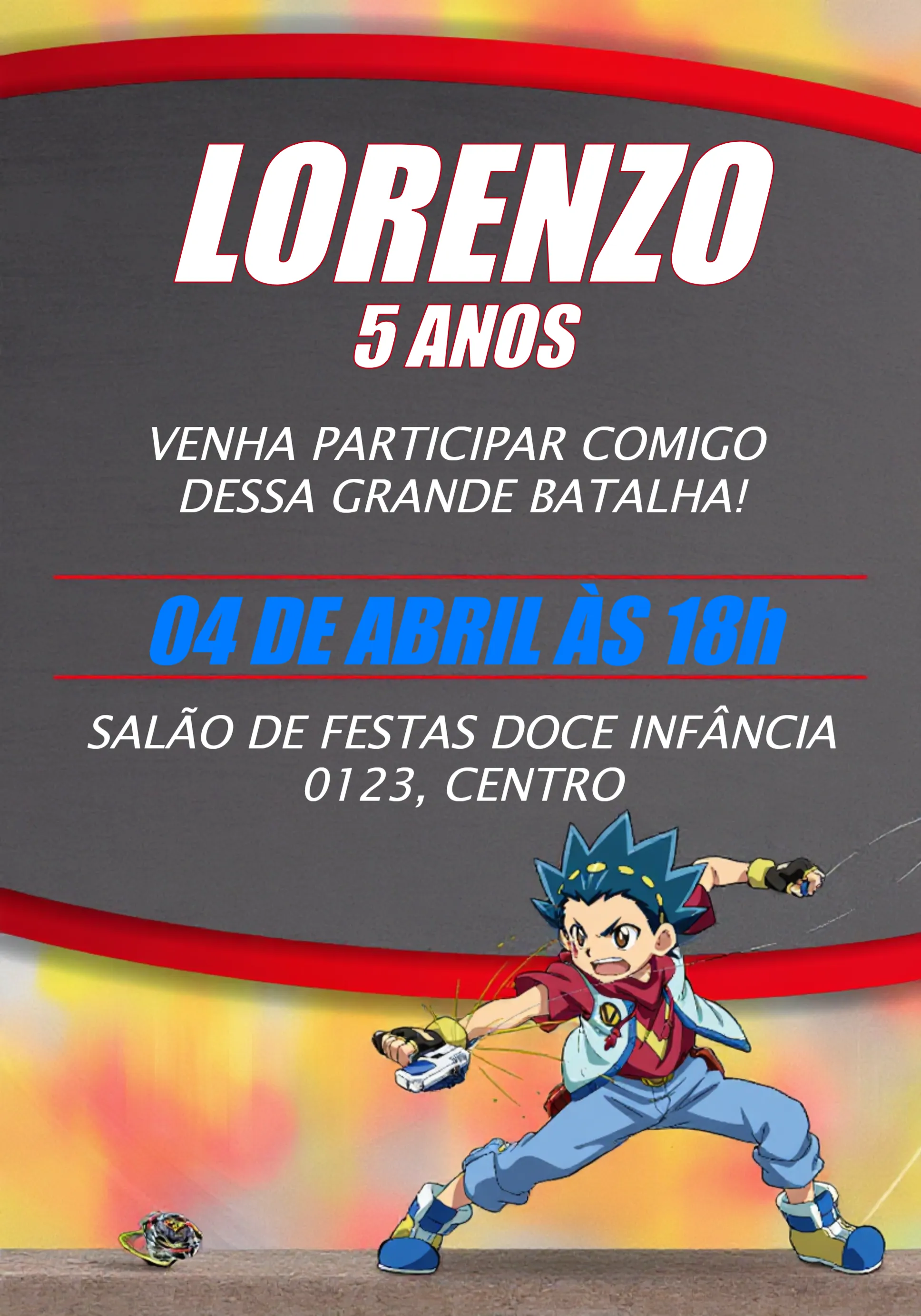 Kids Beyblade Invitation - Fun Themed Birthday | Convitede