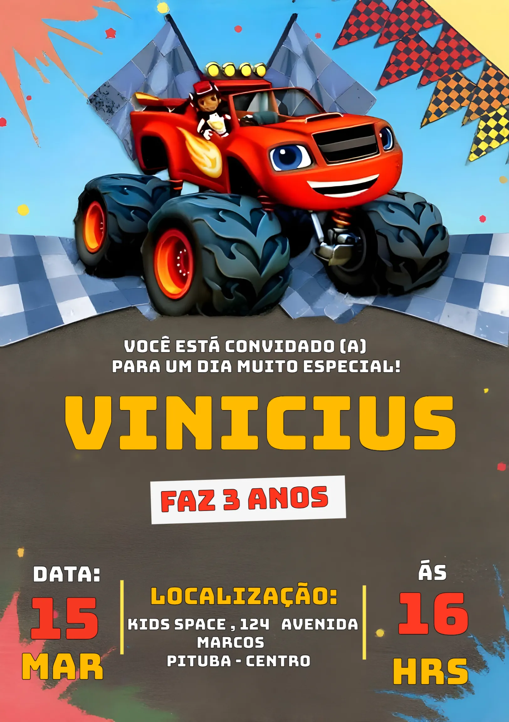 Blaze Monster Machines Party - Top Searched Kids Invitation | Convitede
