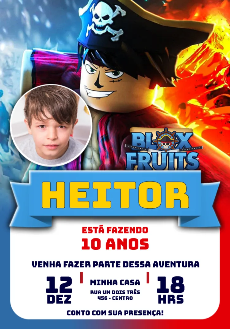 Blox Fruits With Gamer Photo - Children's Birthday | Convitede