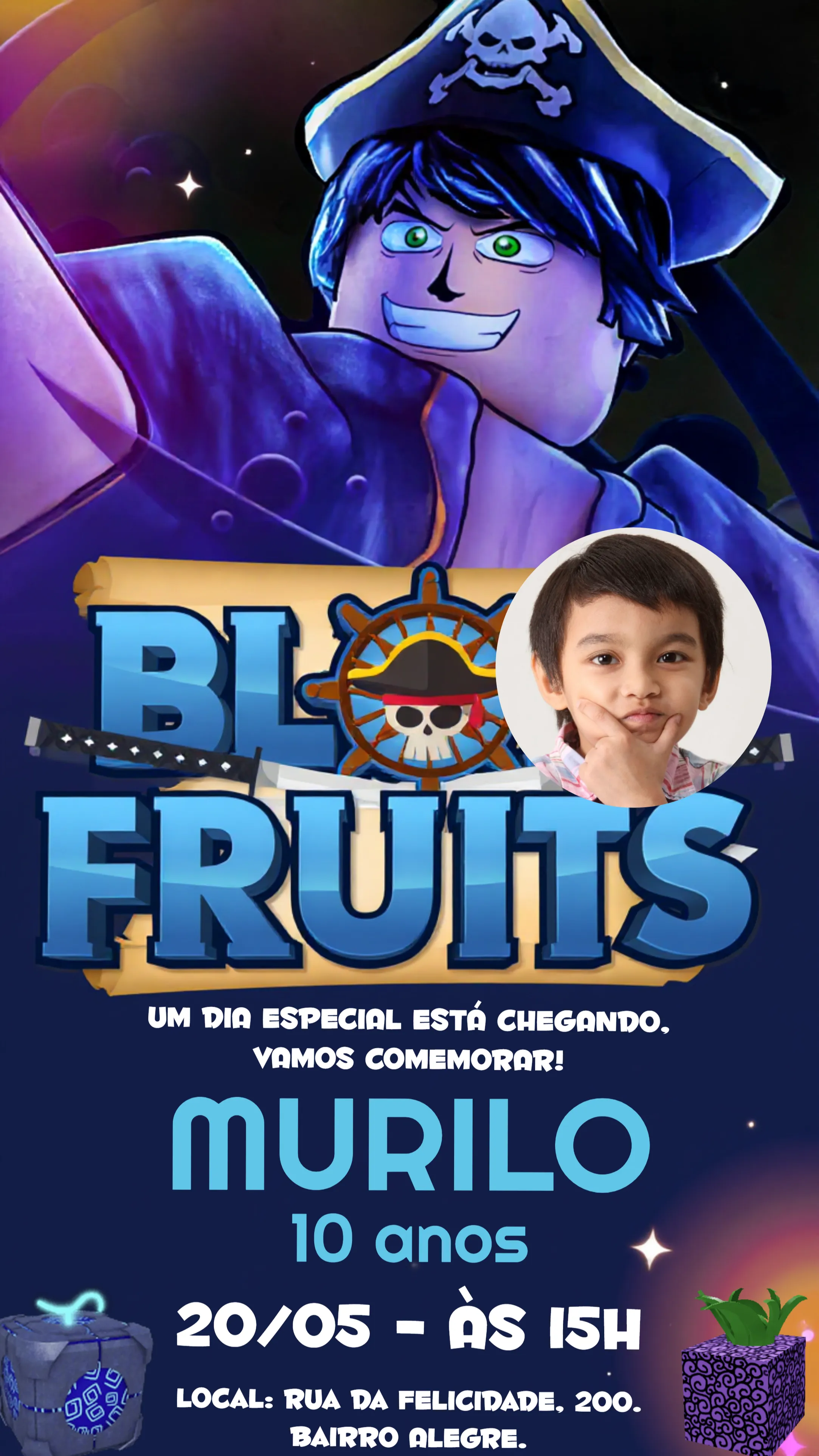 Blox Fruits With Roblox Photo - Kids Birthday | Convitede