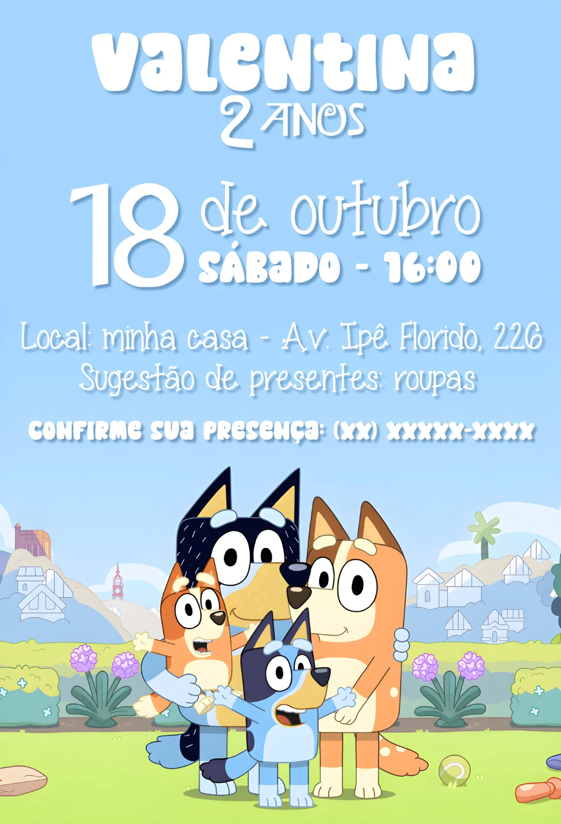 Digital Invitation Bluey & Bingo - Kids Birthday | Convitede