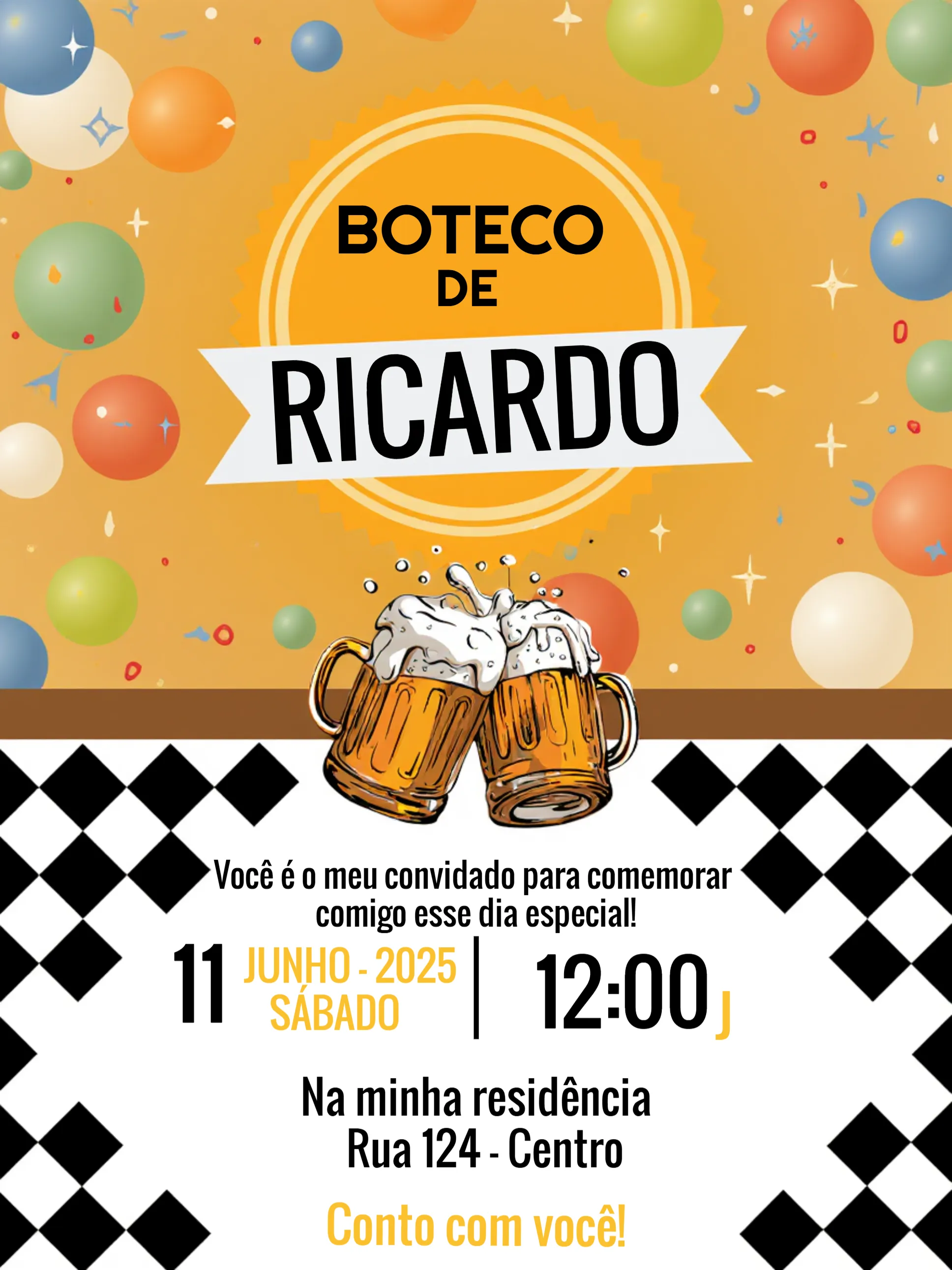 Convite Digital Boteco Adulto para Aniversário | Convitede