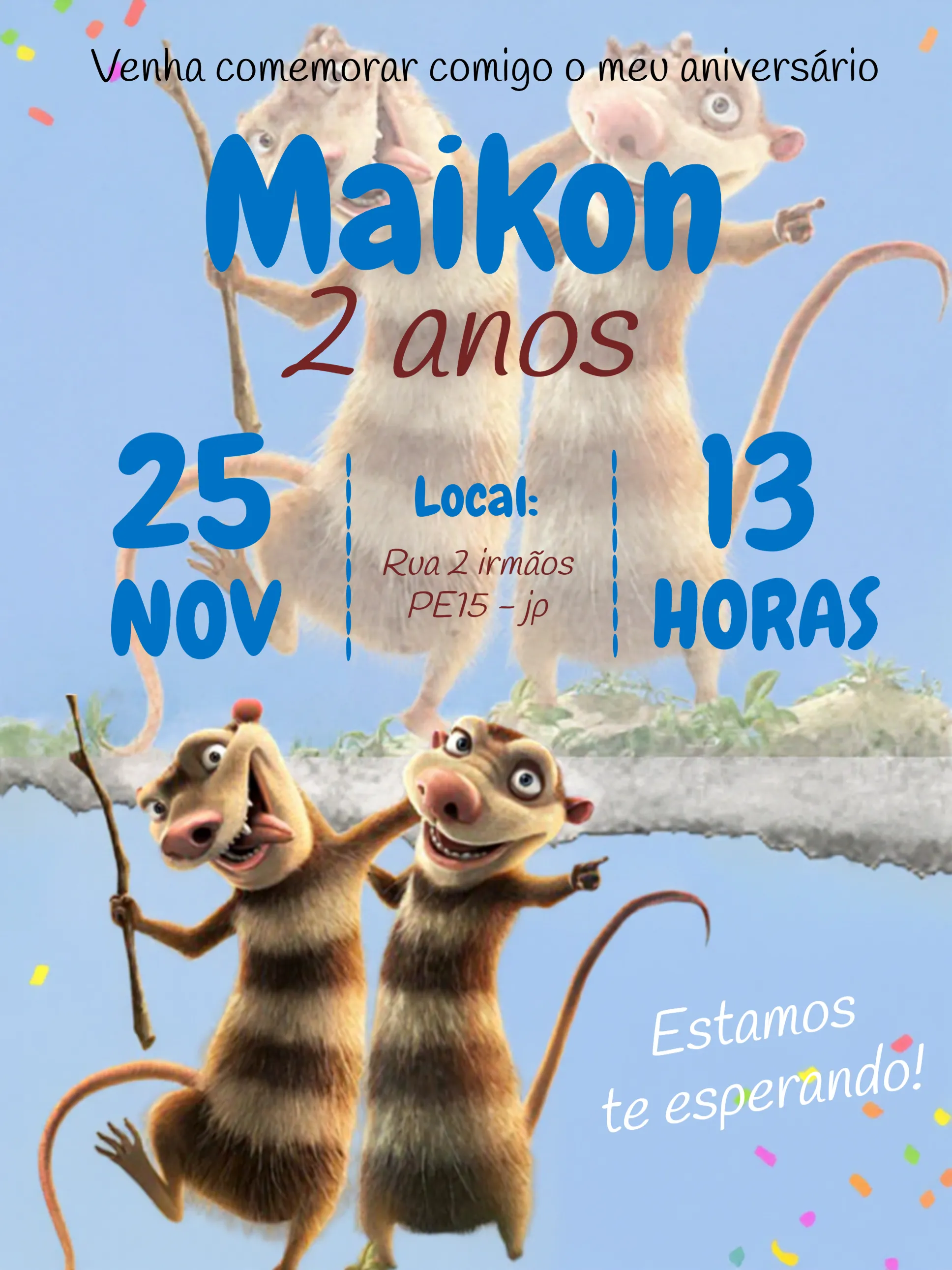 Buck E Zee La Era Del Hielo Azul - Cumpleaños Infantil | Convitede