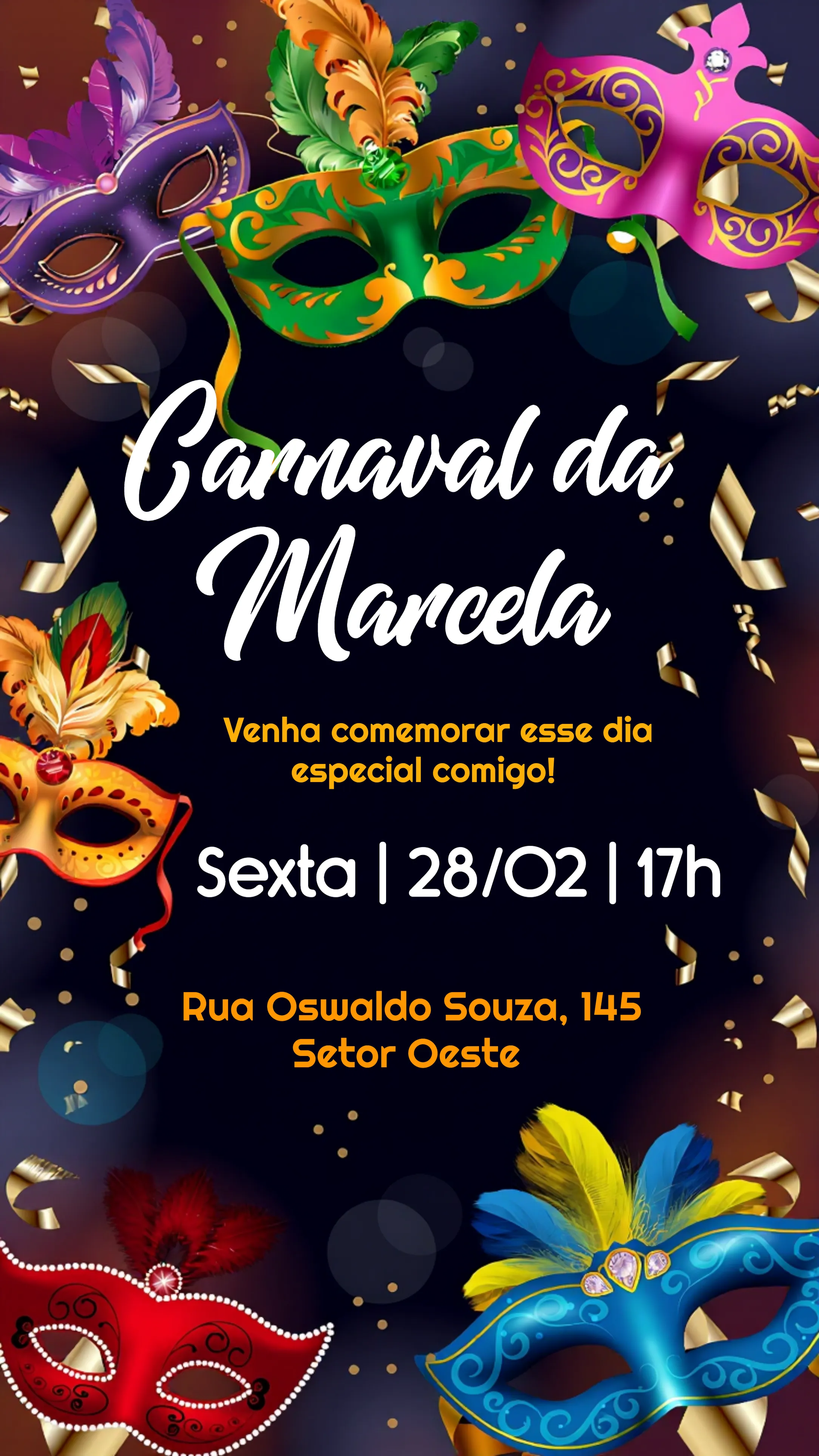 Convite Digital Carnaval Colorido - Datas Comemorativas