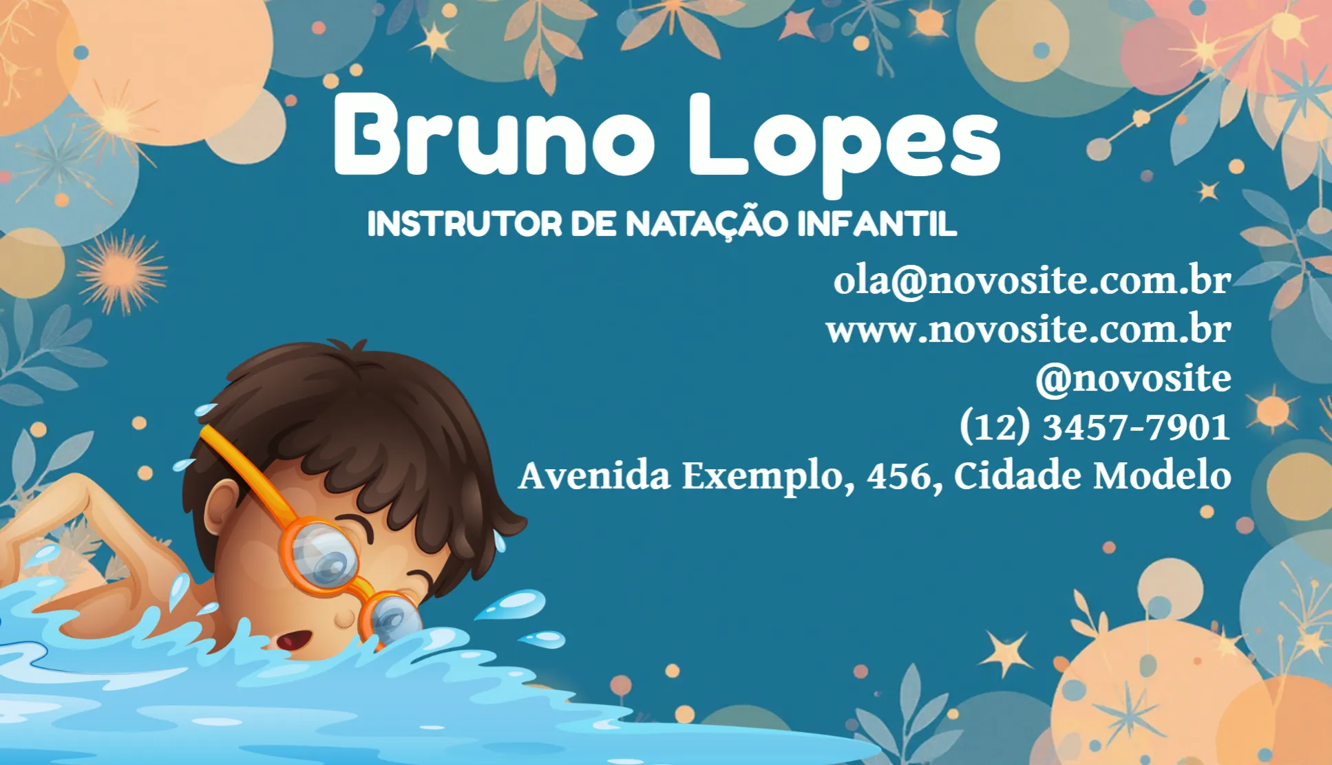 Swimming for Kids Business Card Water - Kids Birthday | Convitede