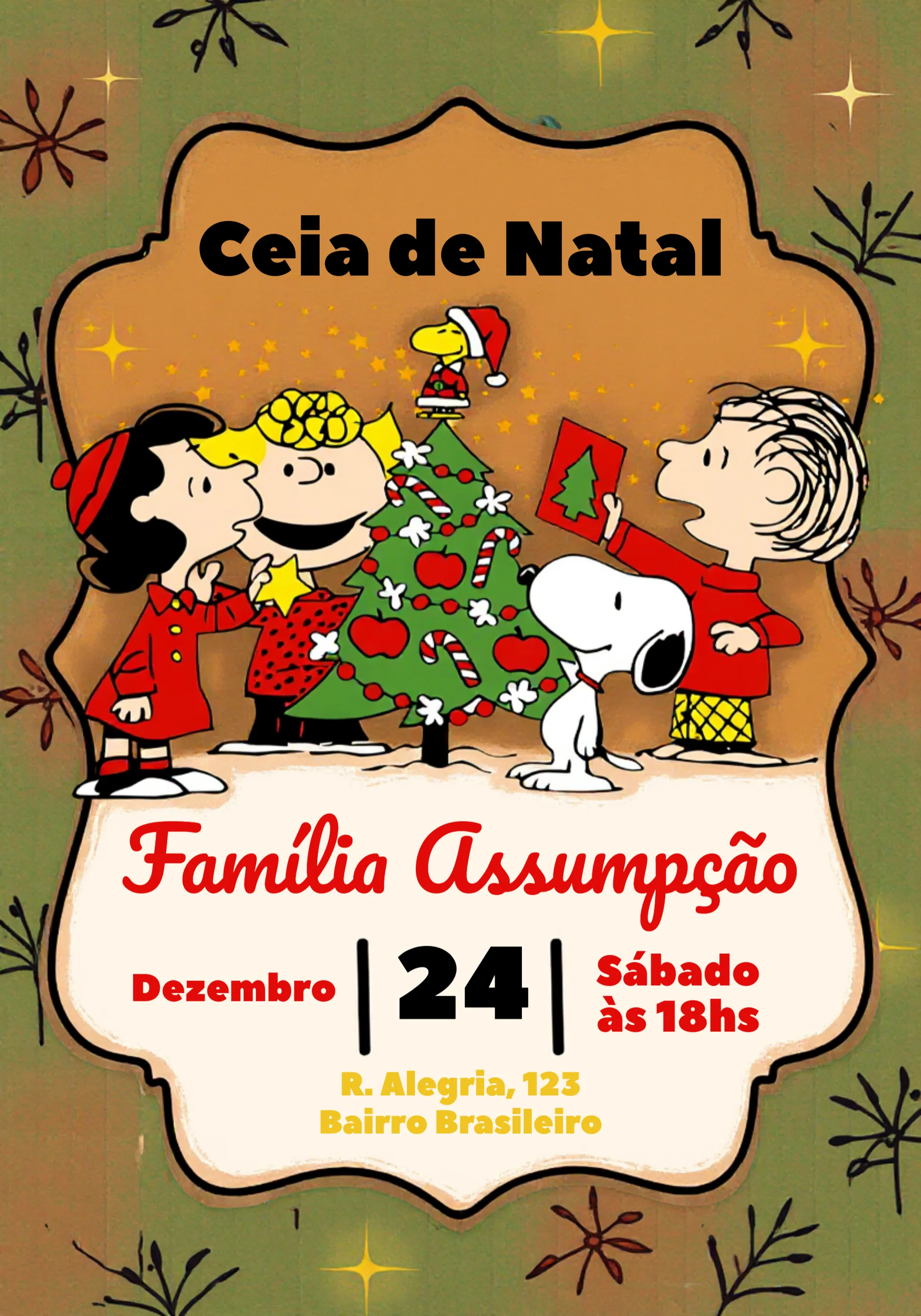 Digital Snoopy Christmas Dinner Invitation - Holidays | Convitede