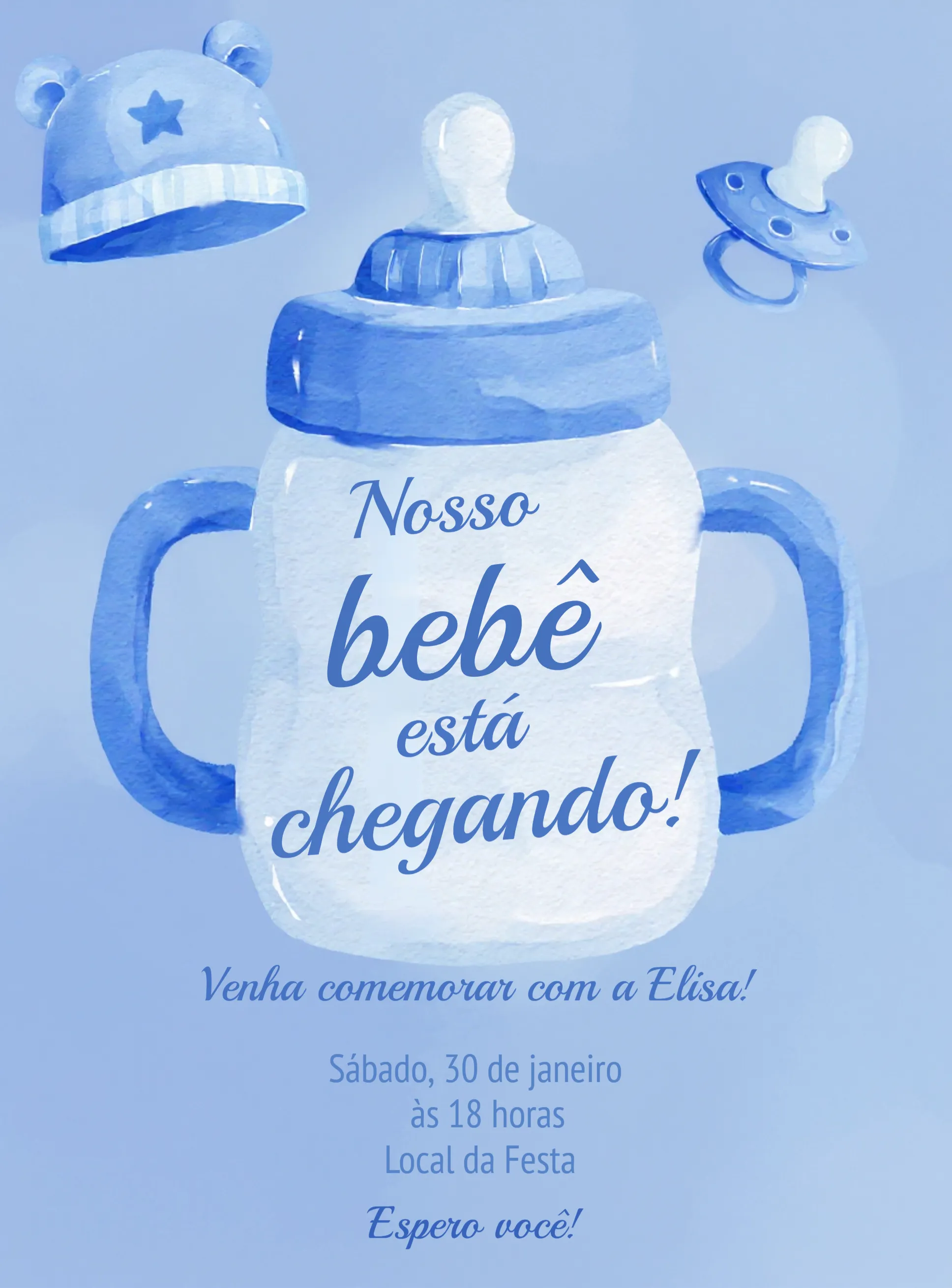 Baby Shower Boy Bottle Invitation - Diaper Shower | Convitede