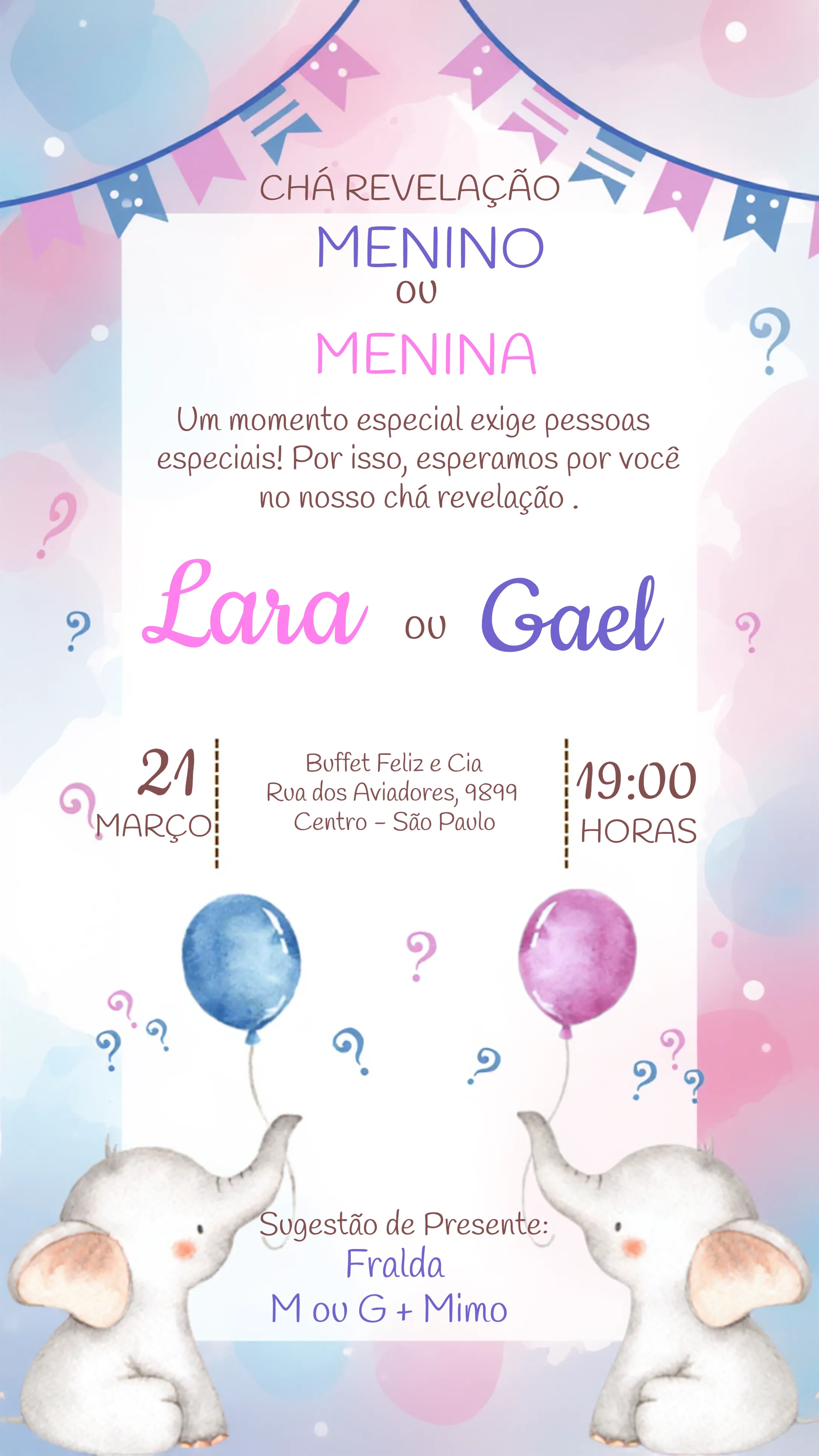 Elephant Gender Reveal Tea Party - Special Invitation | Convitede