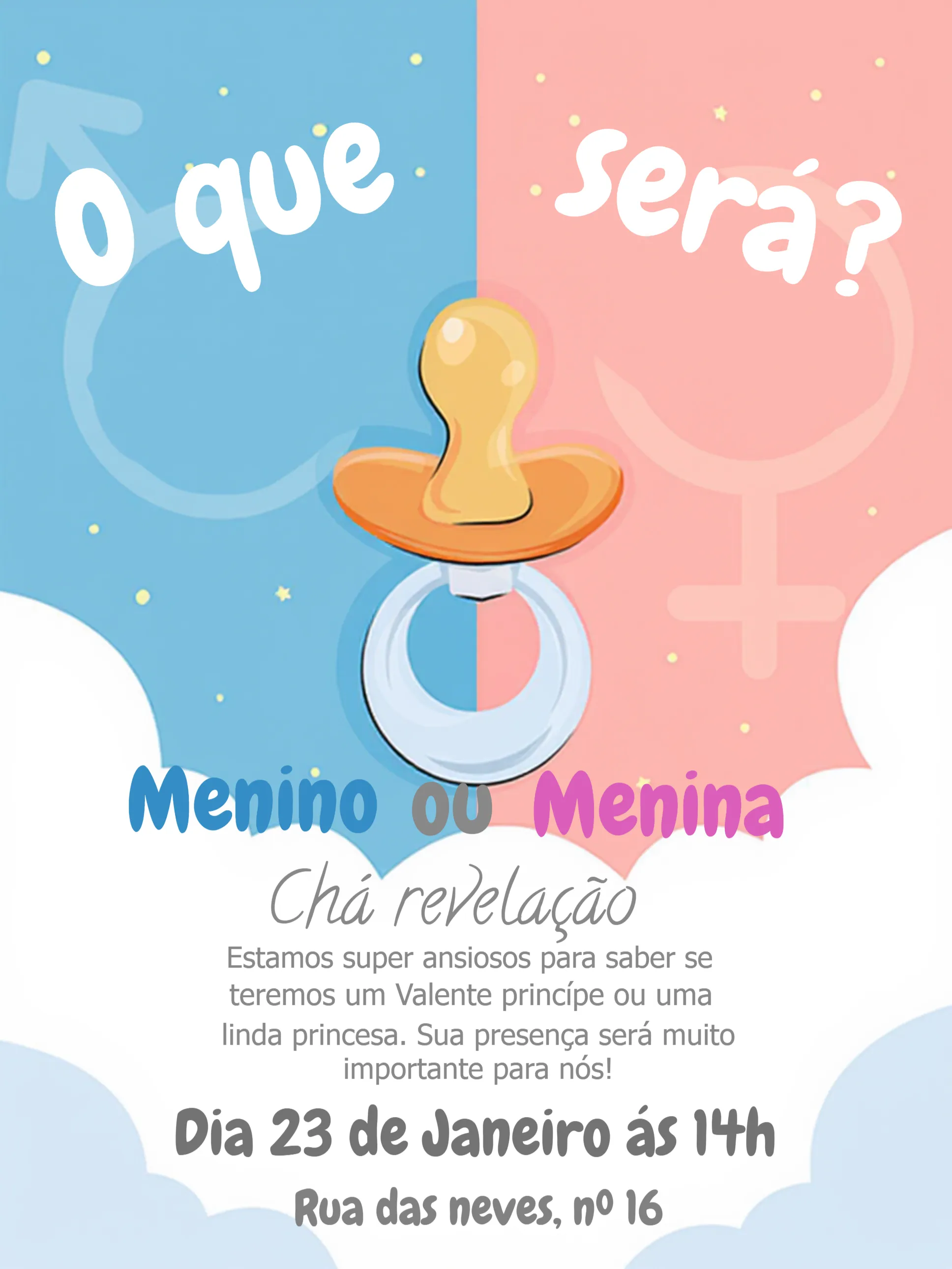 Invitation Pink Blue Boy Gender Reveal - Surprise! | Convitede