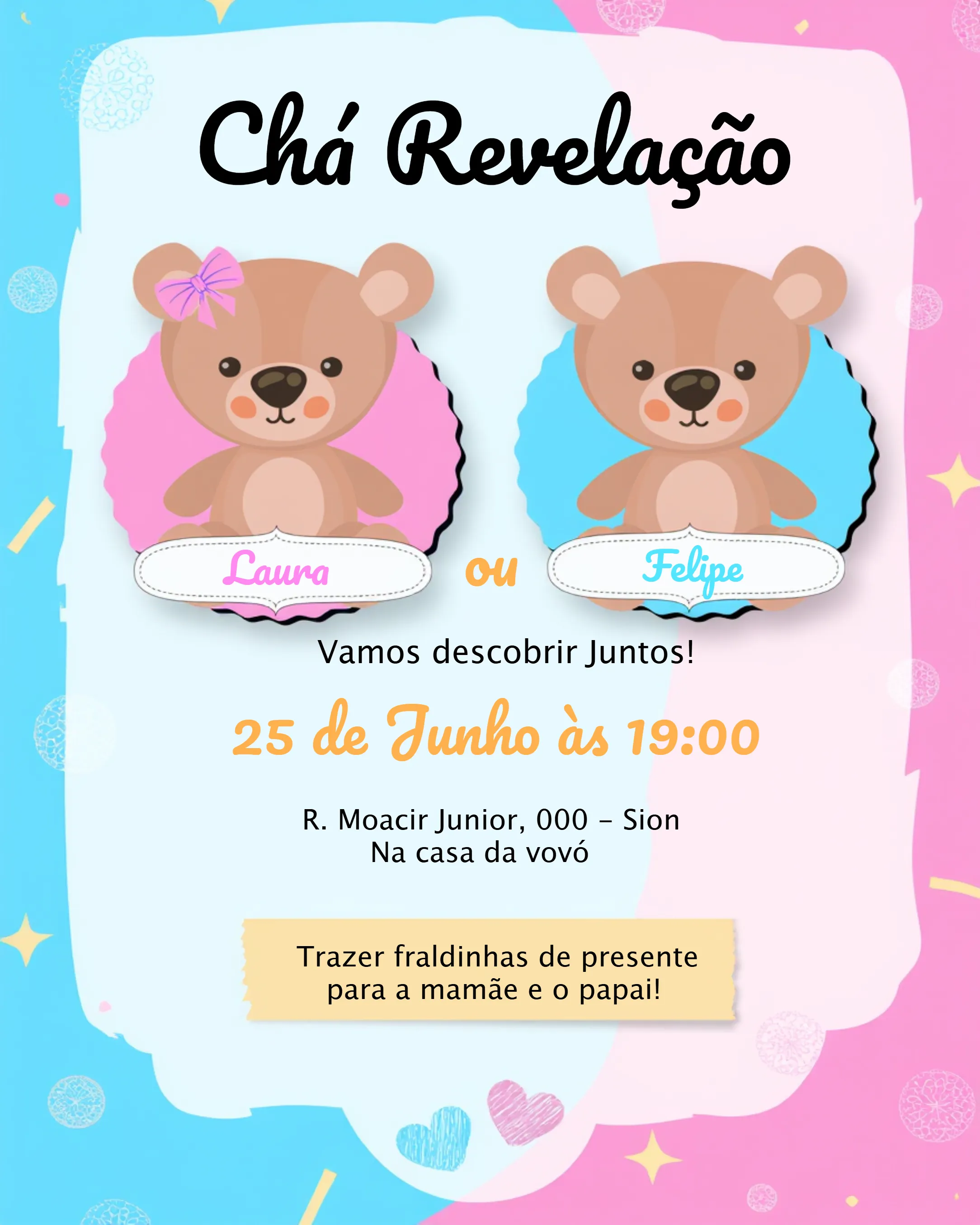 Teddy Bears Gender Reveal - Children's Birthday | Convitede