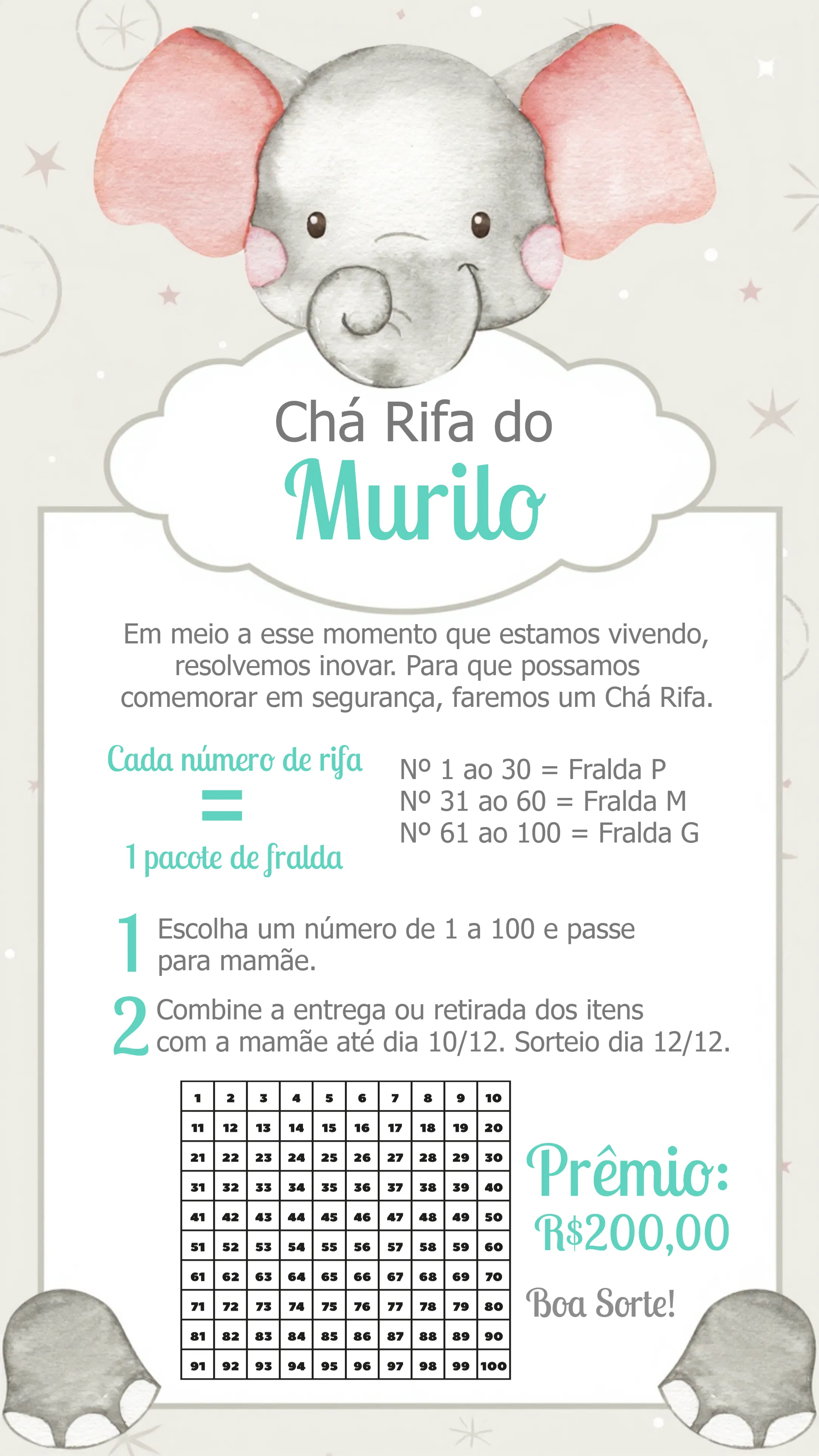 Elephant Elephant Raffle Tea Invitation - Surprise Your Guests | Convitede