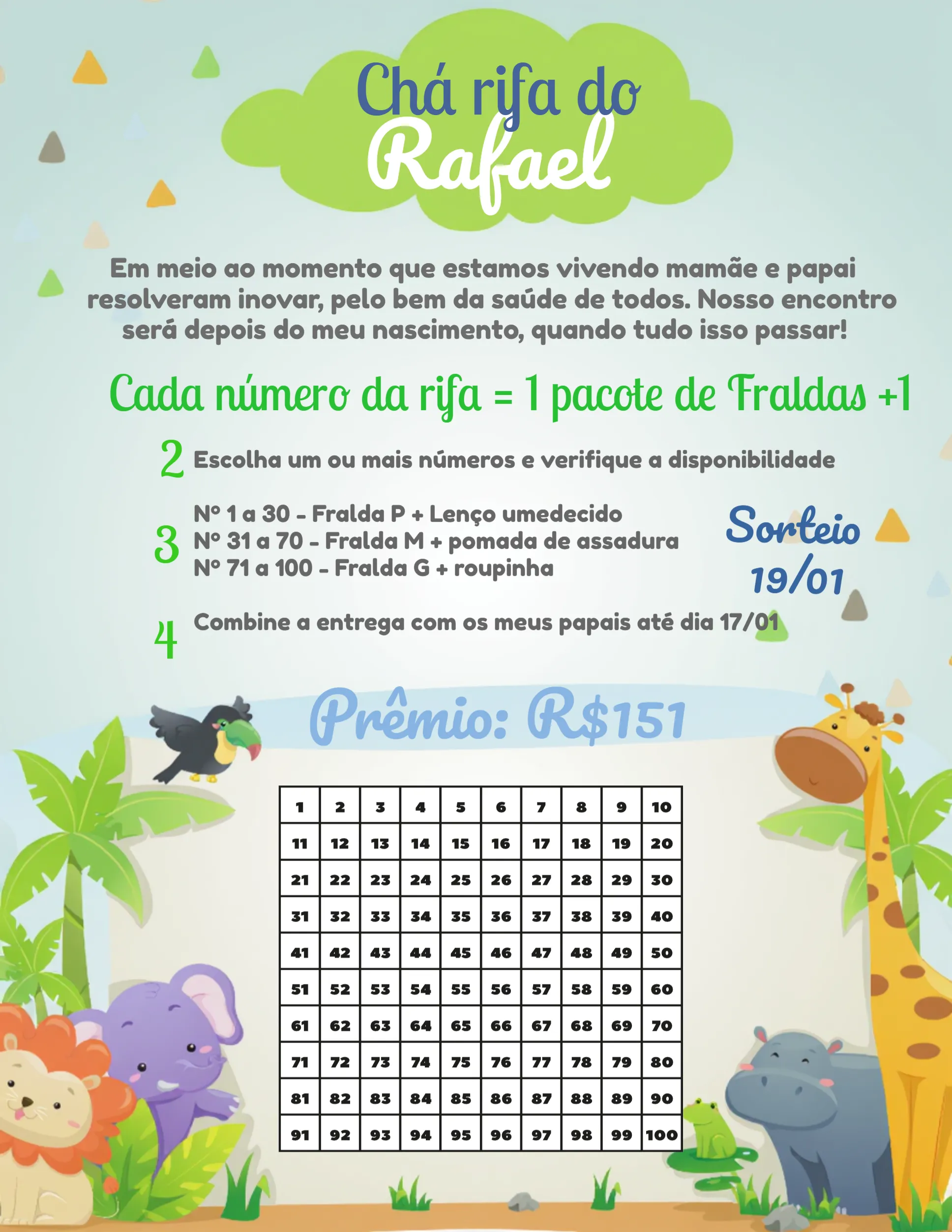 Safari Animals Raffle Tea Invitation - Attract the Guests | Convitede