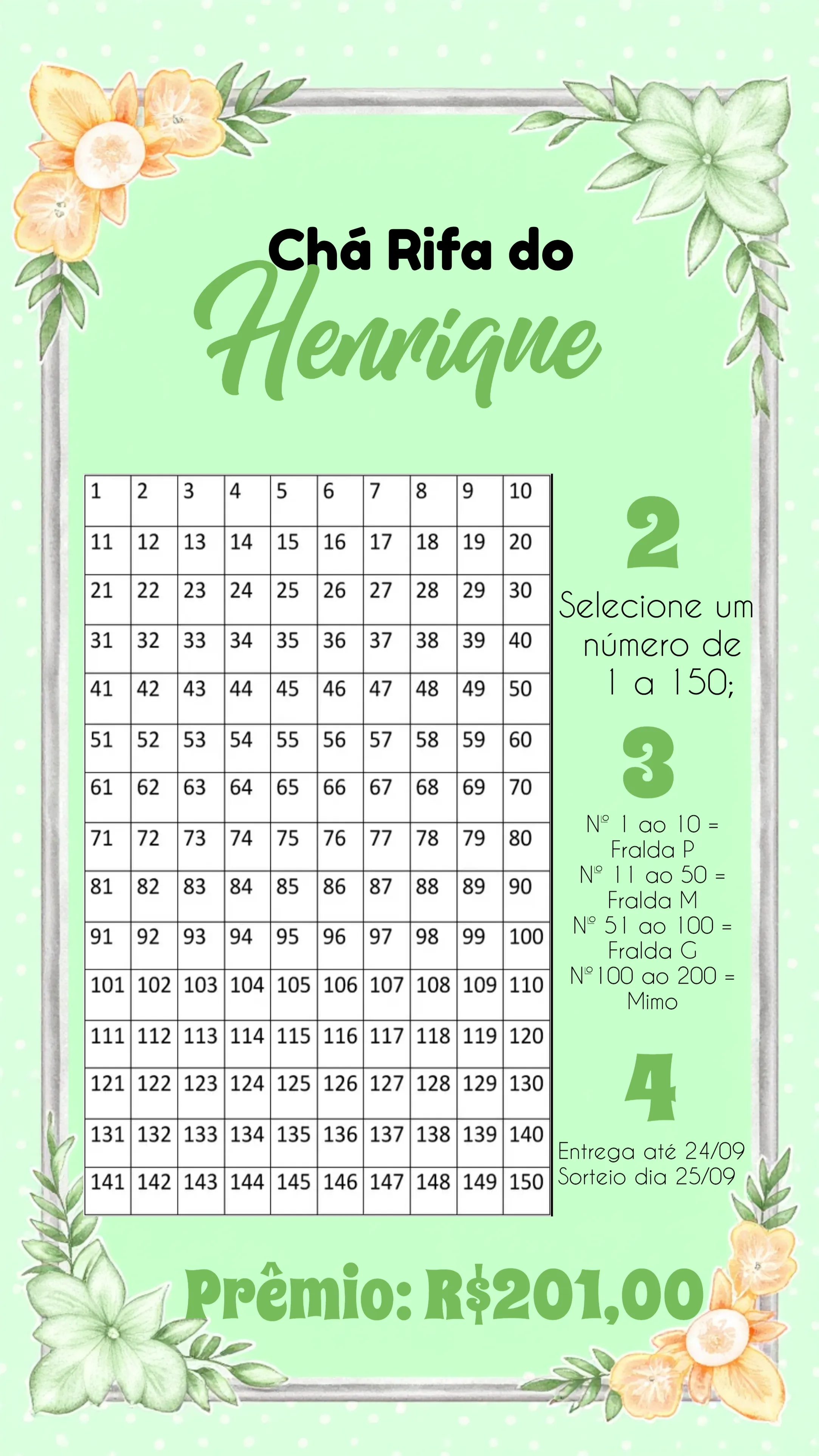 Convite Chá Rifa Safari Verde | Editar e Baixar