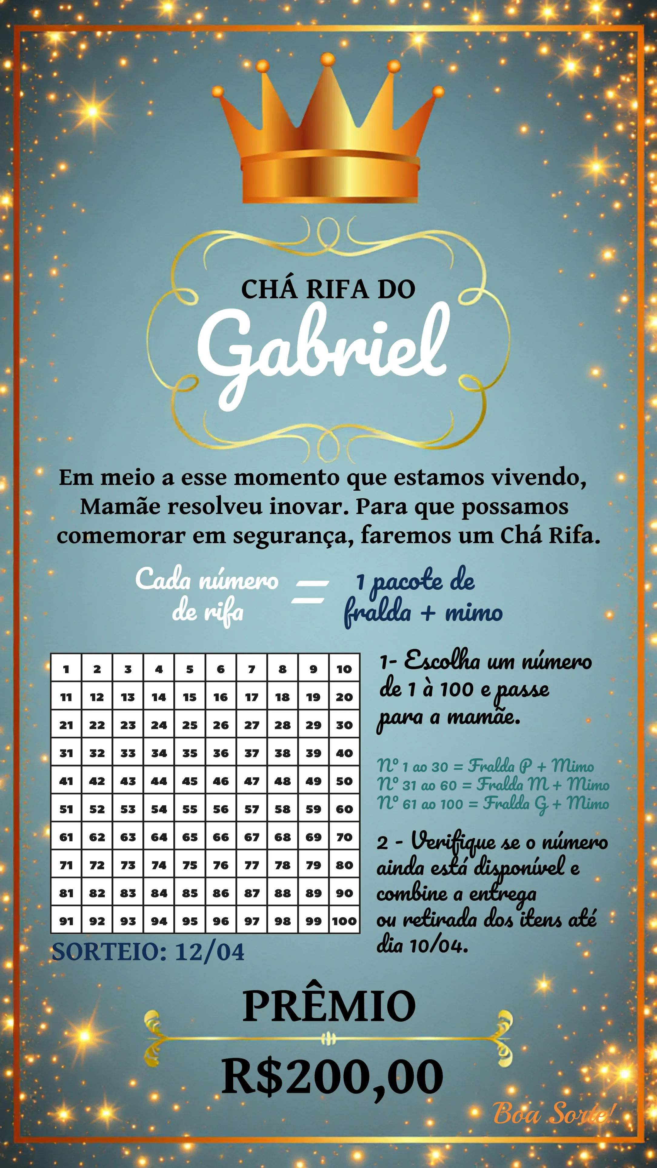 Customize Online Prince Teddy Bear Tea Raffle Invitation | Convitede