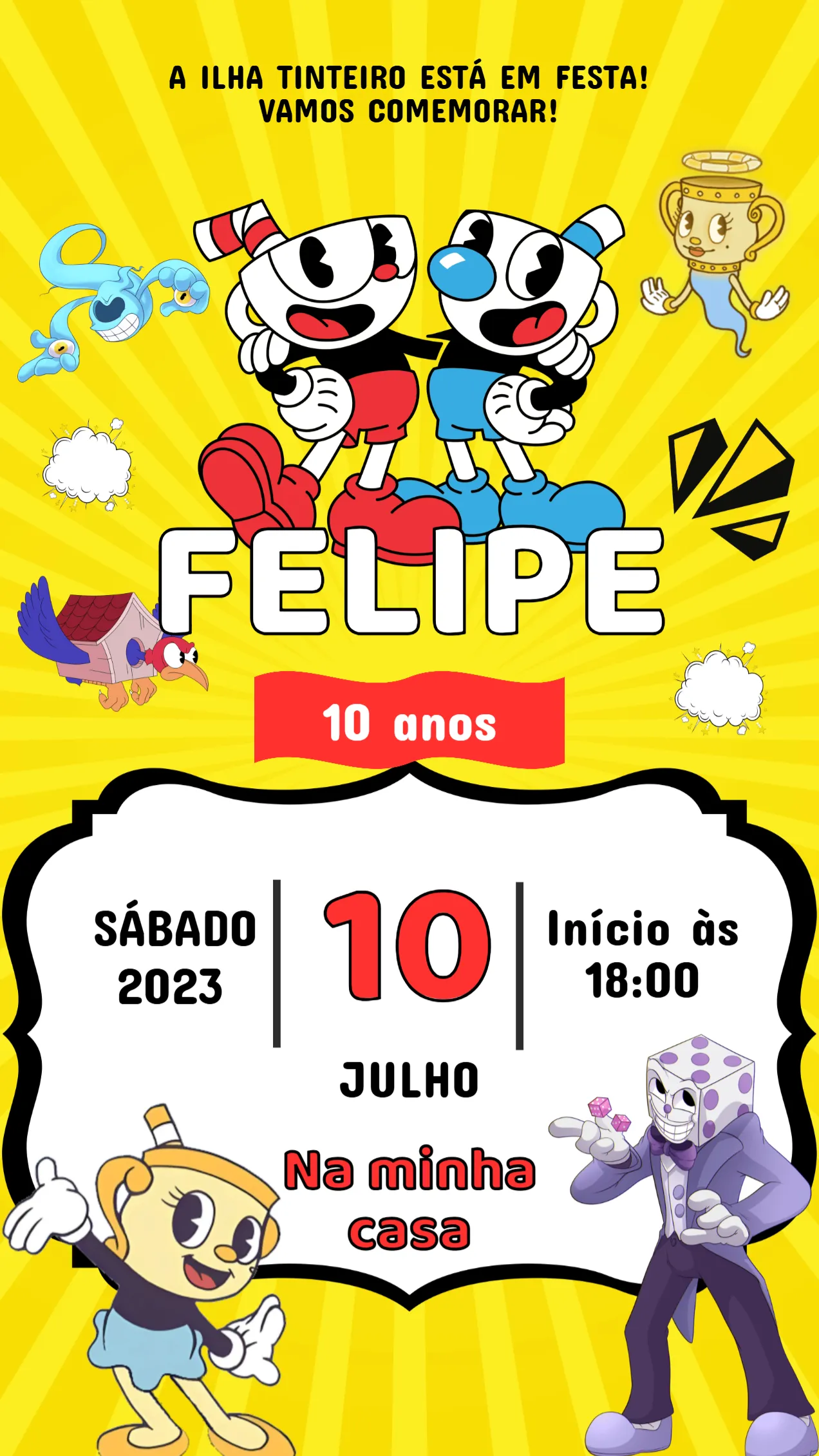 Convite Aniversário CupHead - Aniversário Infantil | Convitede