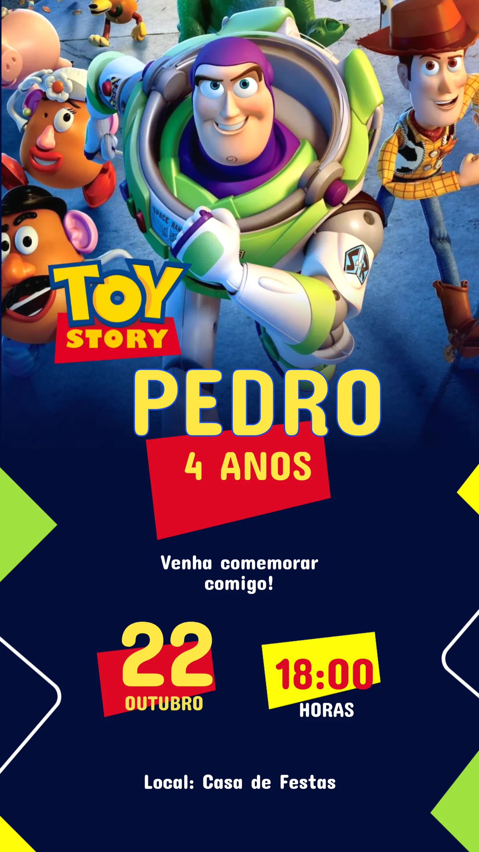 Convite Aniversário Toy Story | Aniversário Infantil | Convitede