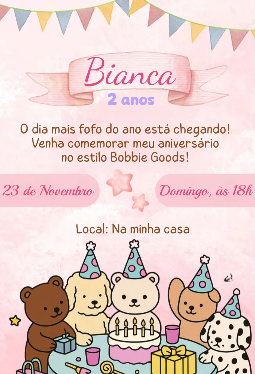 Convite Convite digital Bobbie Goods – Editar Online