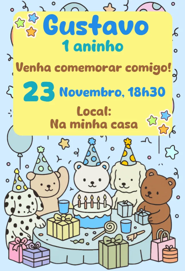 Convite convite digital bobbie goods – Editar Online