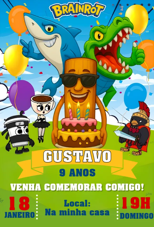 Invitación Invitación Digital Italian Brainrot – Editar Online | Convitede