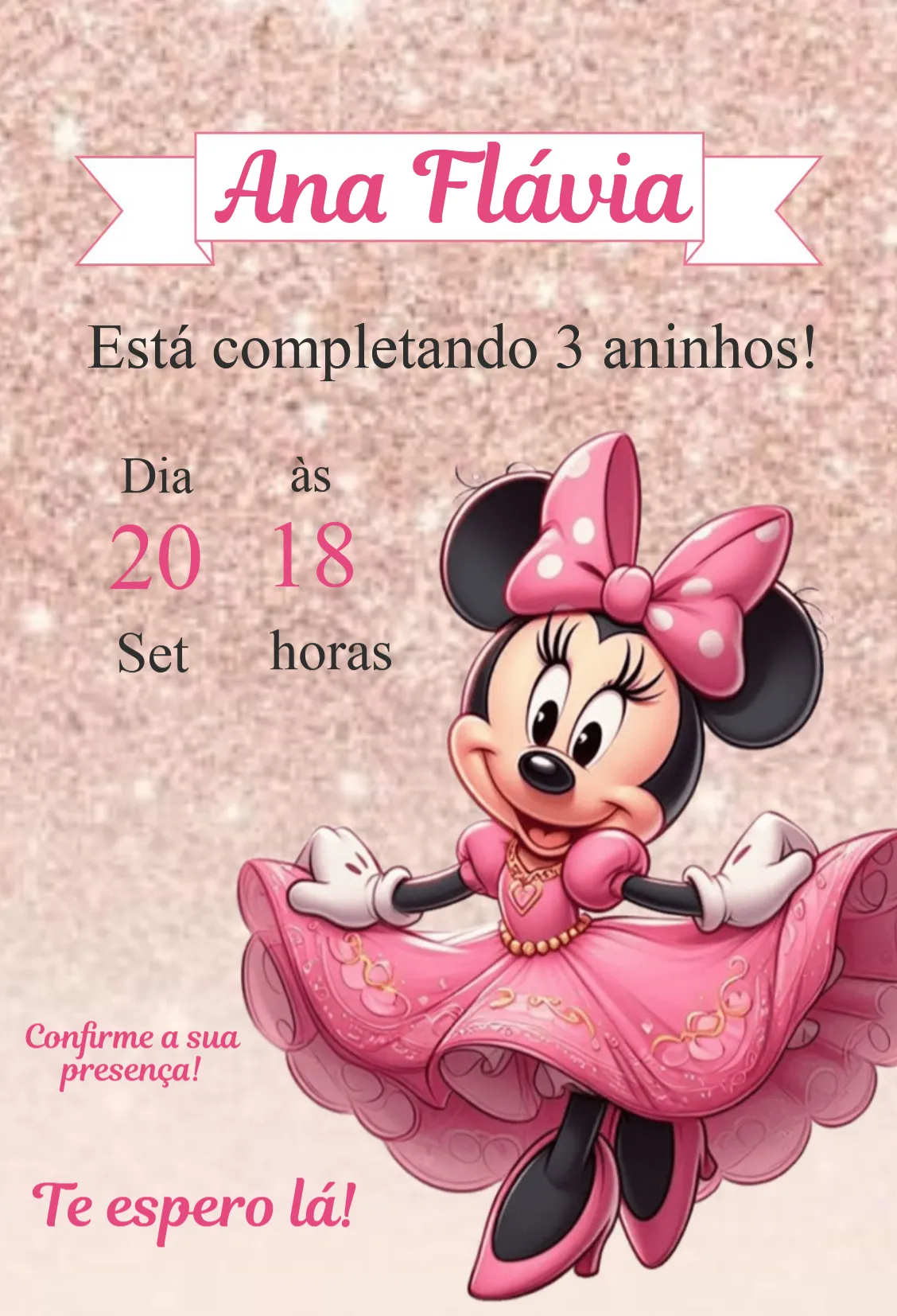Invitación Minnie Rosa para Cumpleaños Infantil - ¡Personaliza Ya ...
