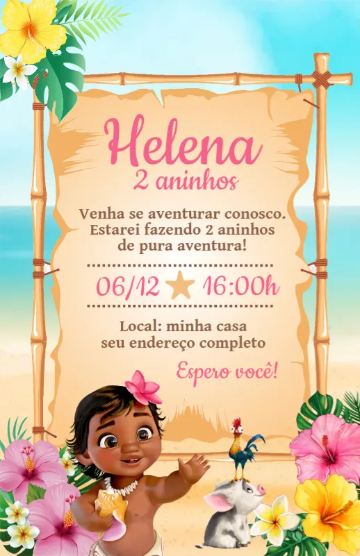 Moana%20festa%20de%20anivers%C3%A1rio Grátis | Templates Editáveis ...