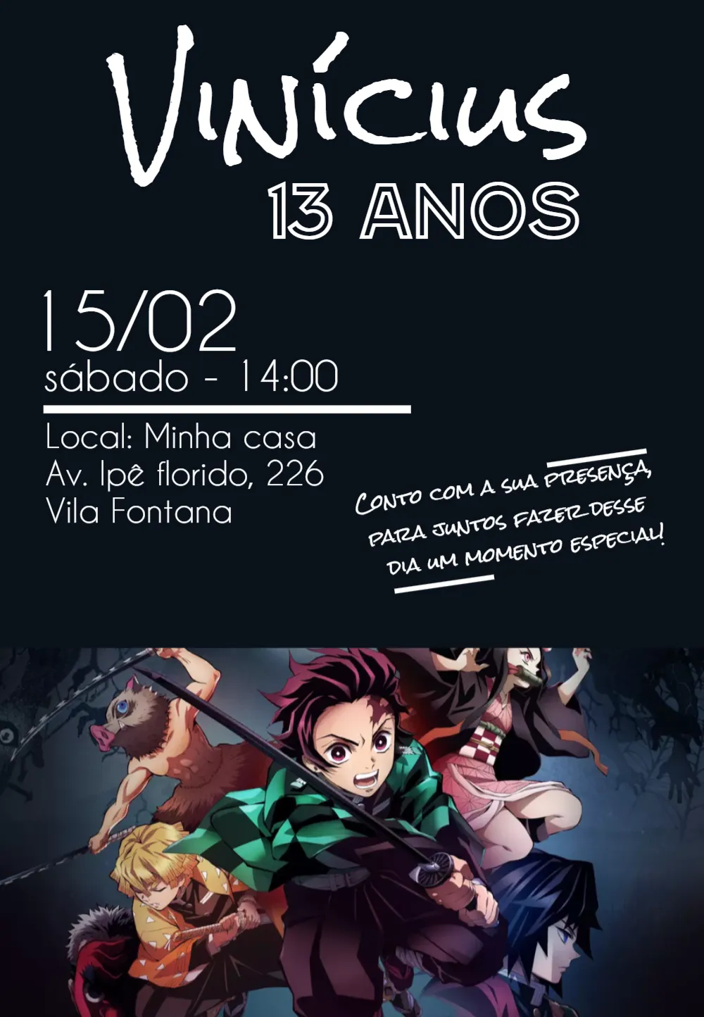 Digital Invitation Demon Slayer Anime - Kids Birthday | Convitede
