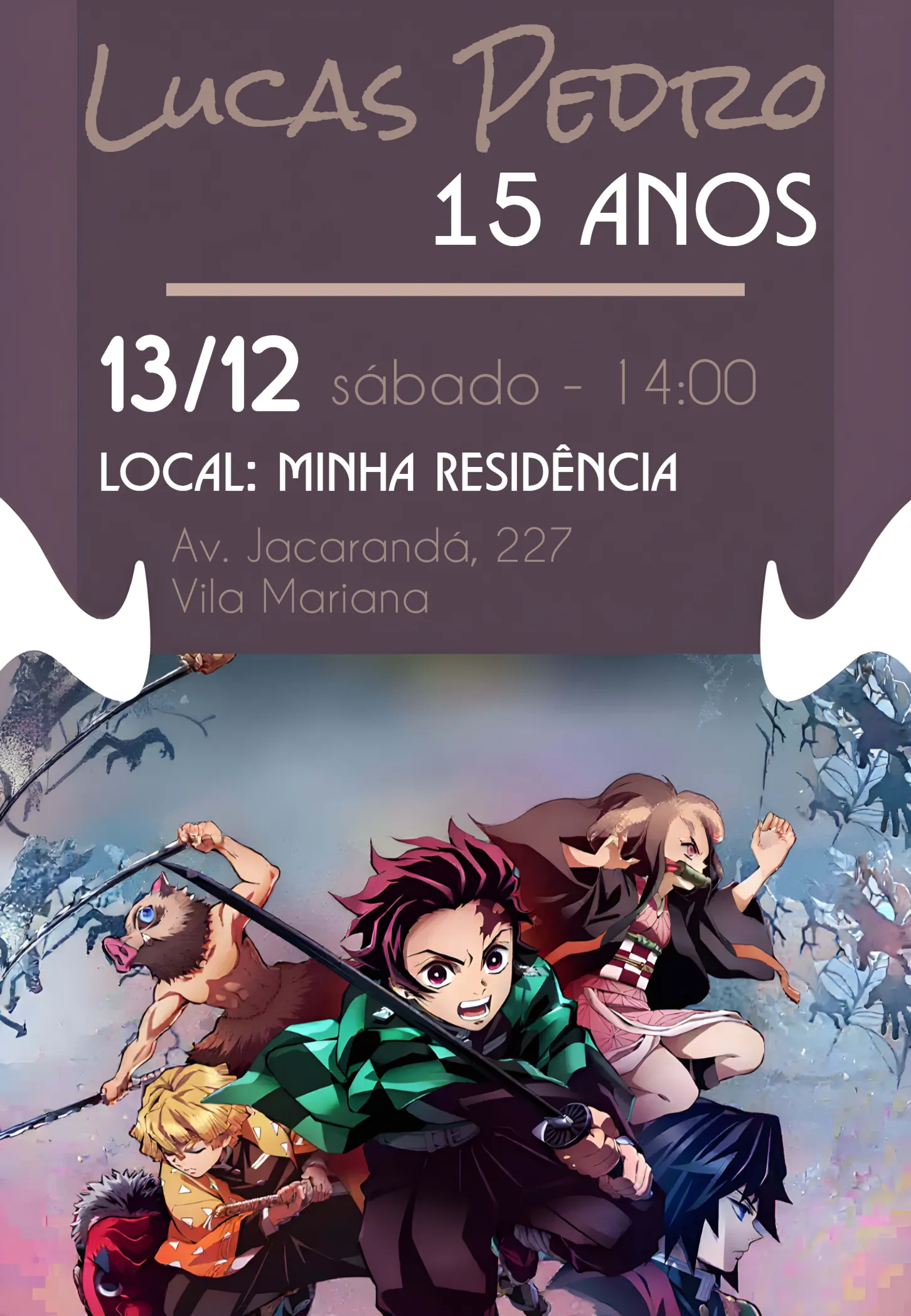 Digital Invitation Demon Slayer Anime - Kids Birthday | Convitede