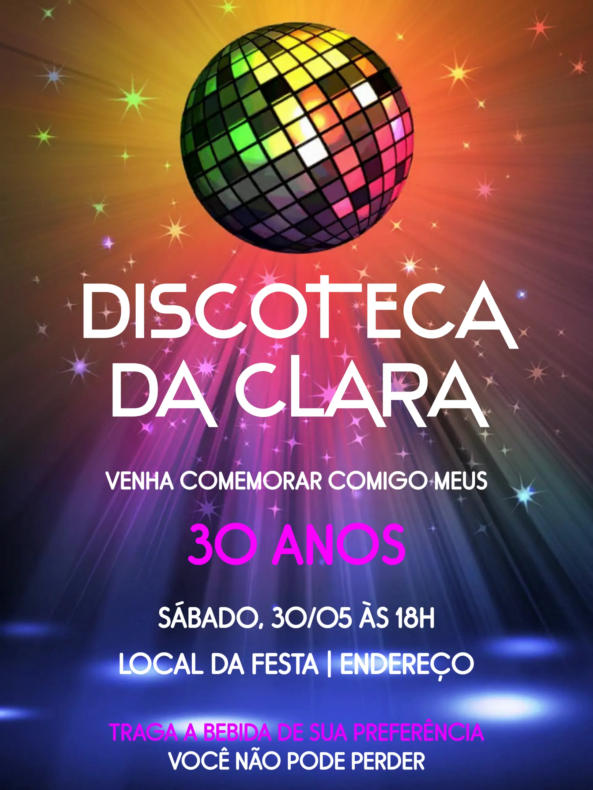 Digital 90s Disco Invitation for 15th Birthday | Convitede