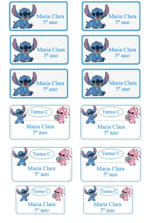 Convite Digital Etiqueta Escolar Stitch - Mais Pesquisados | Convitede