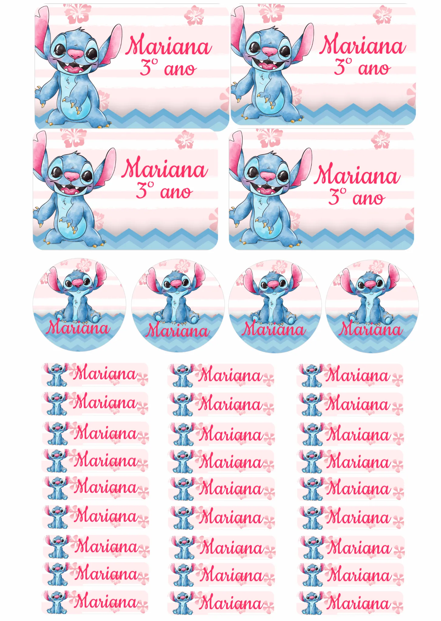 Etiqueta Escolar Stitch Acuarela - Más Buscados | Convitede