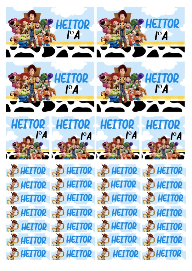 Convite Etiqueta escolar Toy Story – Editar Online | Convitede