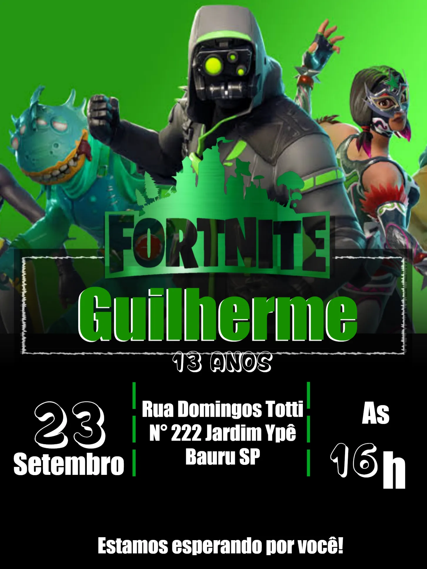 Green Fortnite Digital Invitation - Most Searched | Convitede