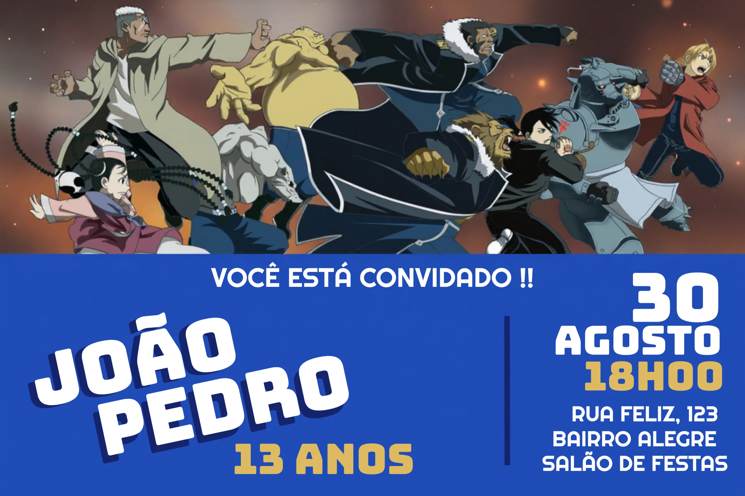 Digital Invitation Full Metal Alchemist - Children's Birthday | Convitede