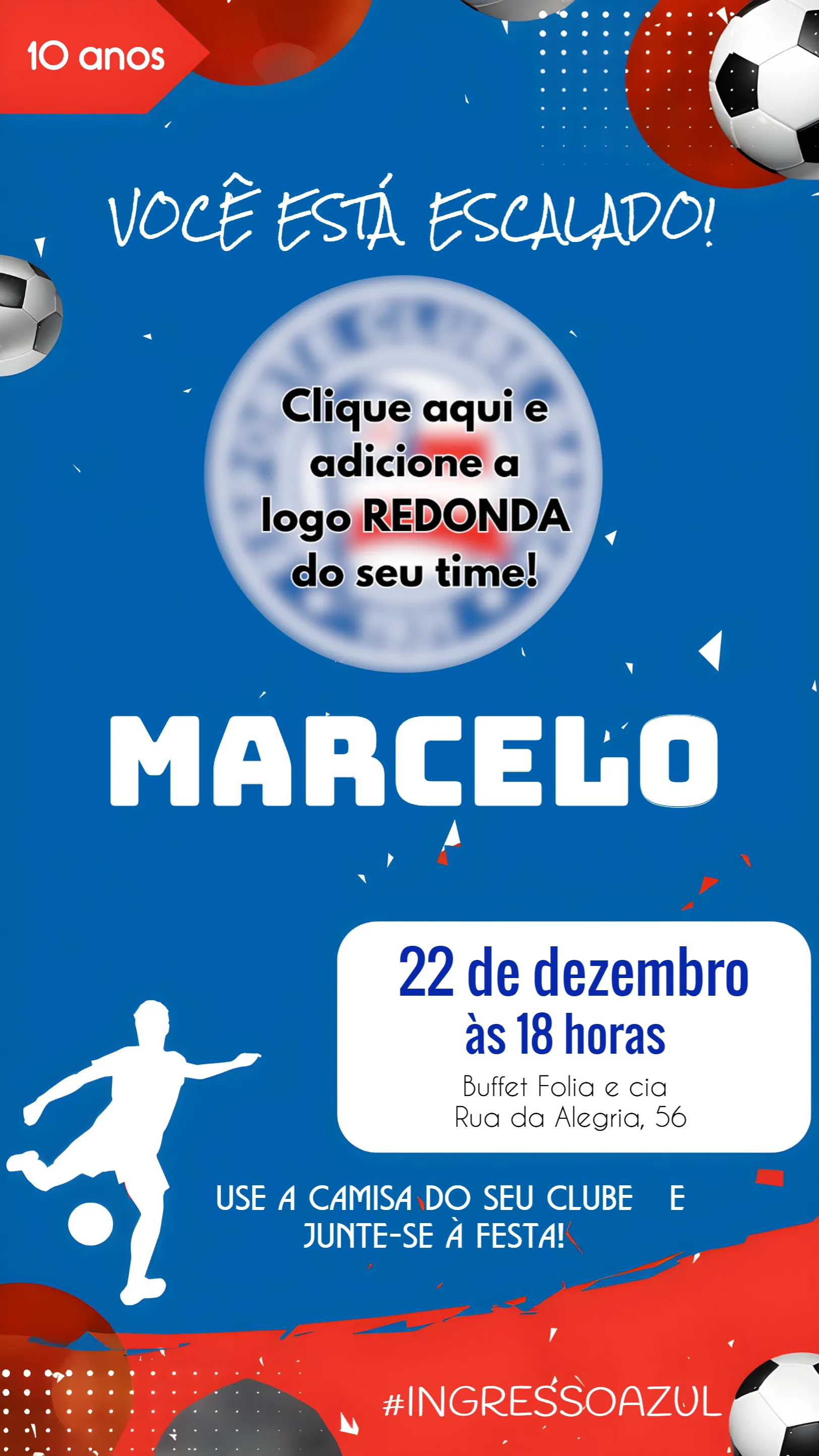 Blue Soccer Digital Invitation - Top Searches | Convitede