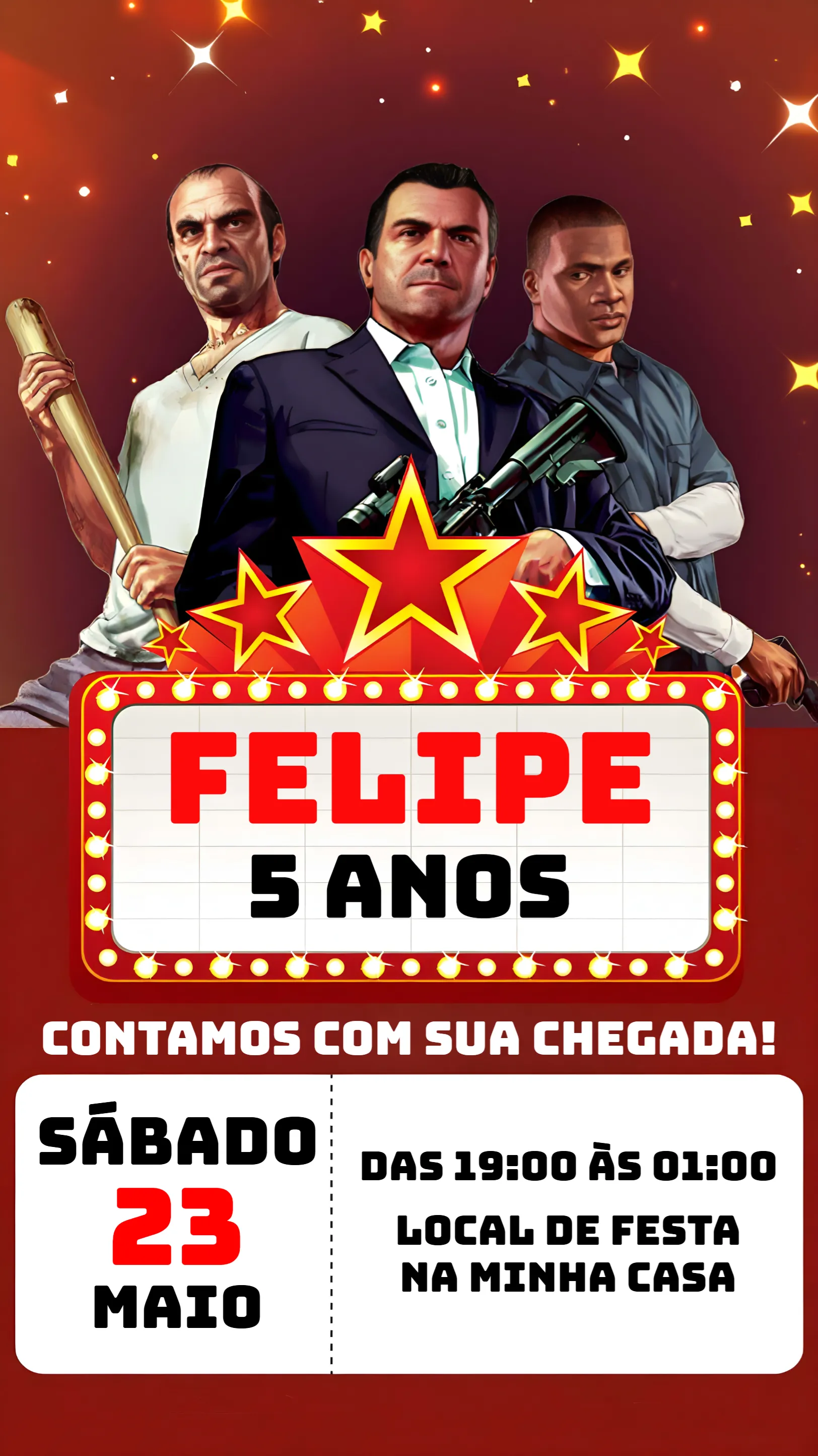 Digital Invitation Grand Theft Auto Stars - Birthday | Convitede