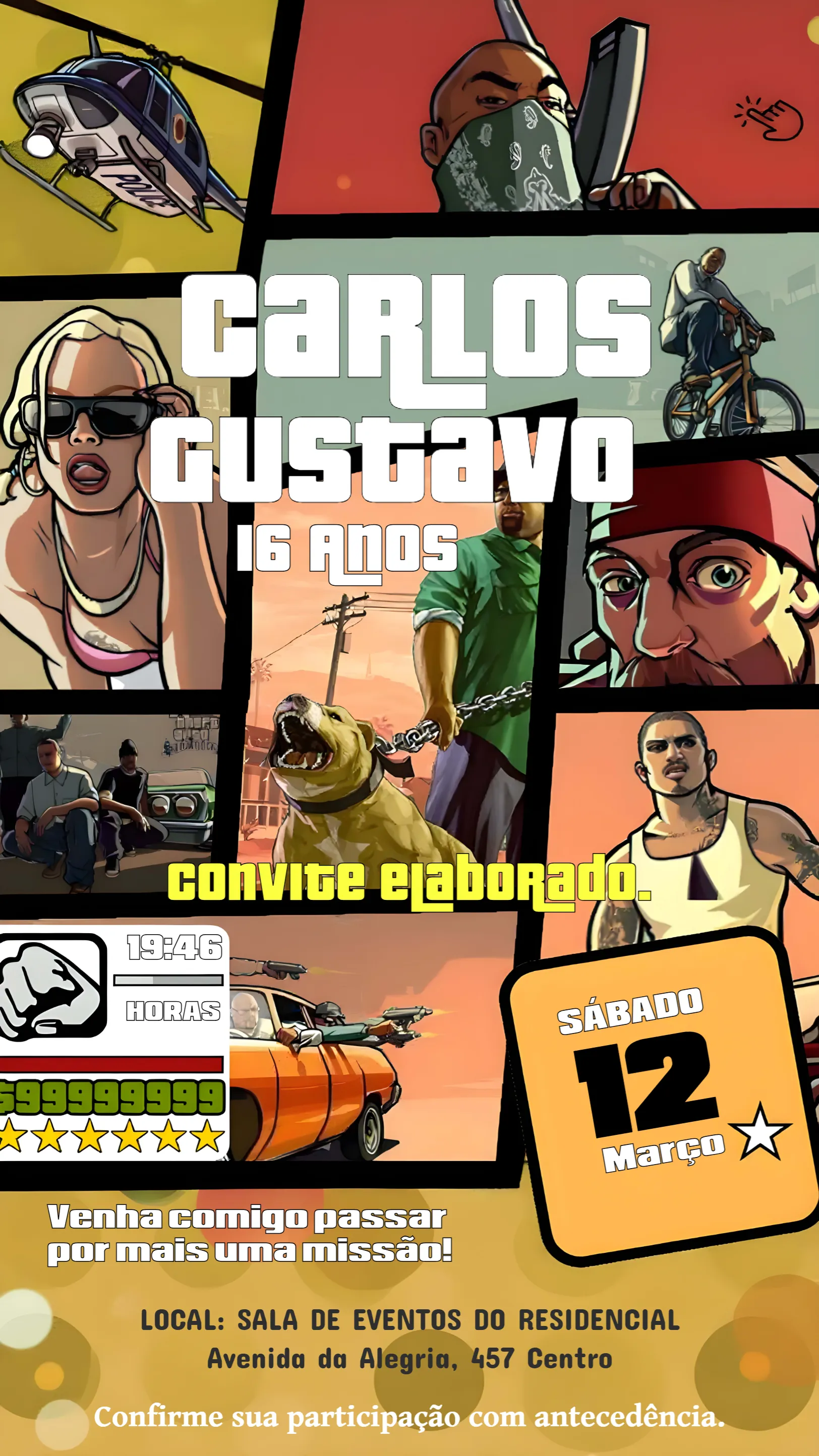 Digital Invitation Gta San Andreas Grand - Incredible Birthday | Convitede