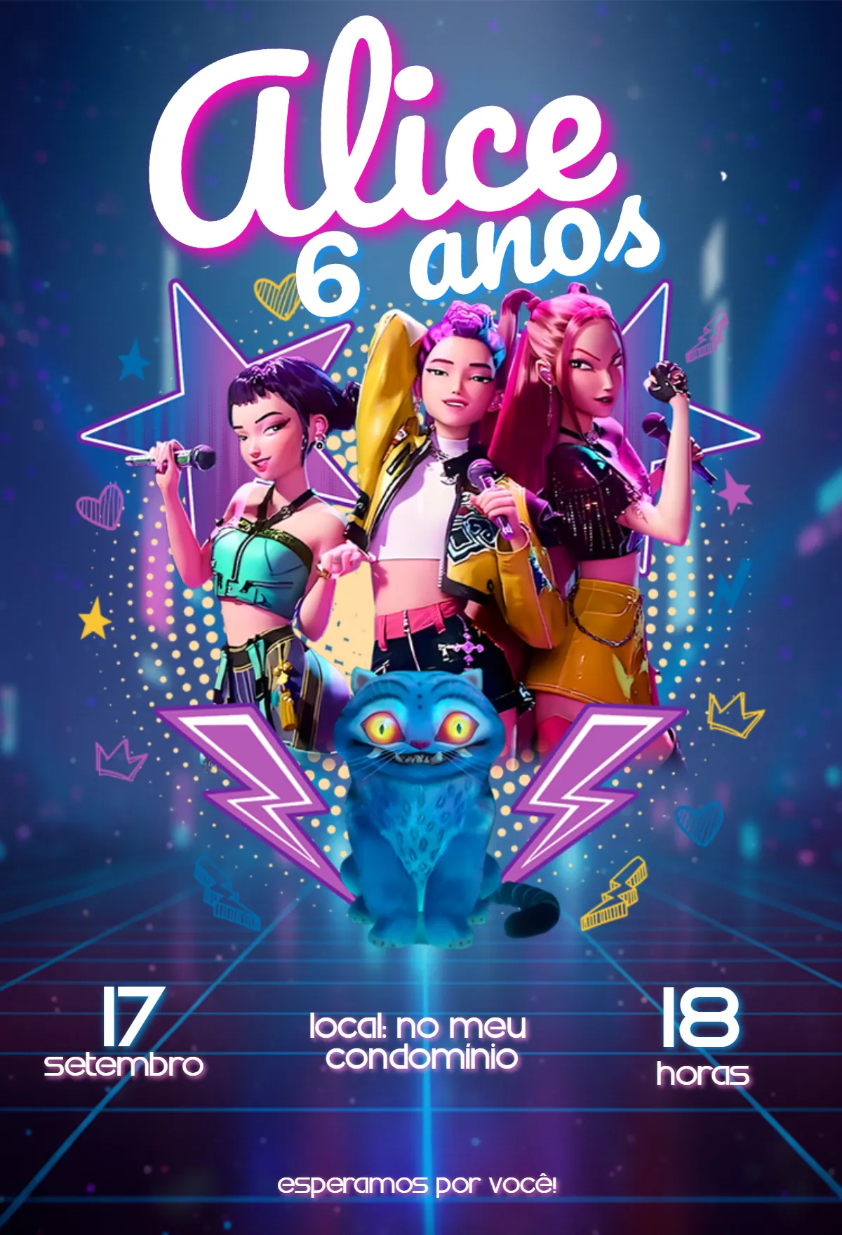 Convite Digital Guerreiras do Kpop - Aniversário Infantil | Convitede