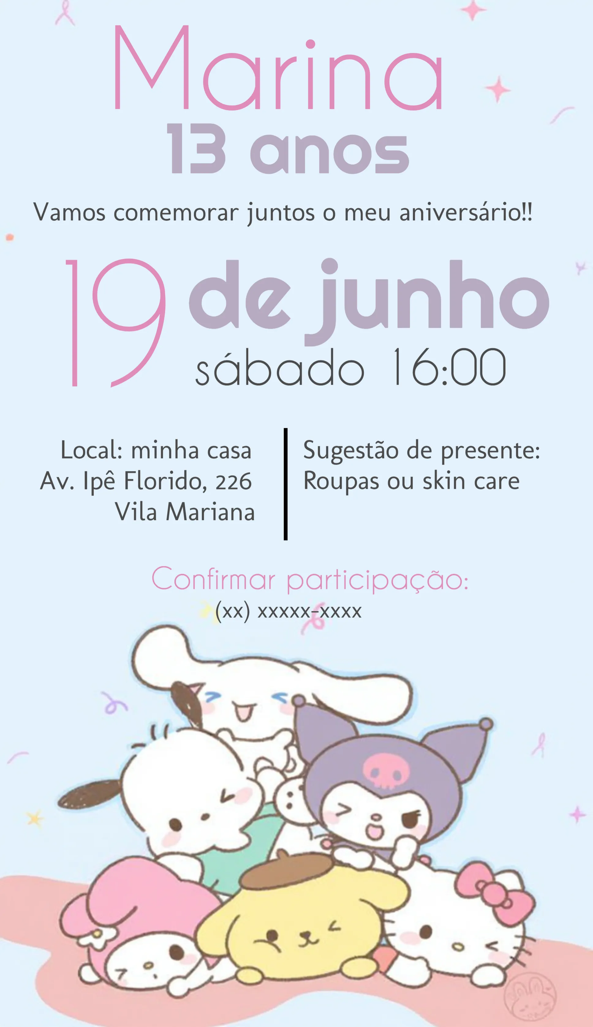 Kuromi%20anivers%C3%A1rio Grátis | Templates Editáveis, Modelos e ...