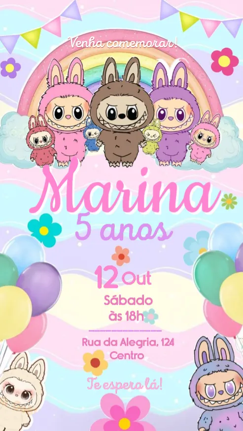 Convite Labubu – Editar Online | Convitede