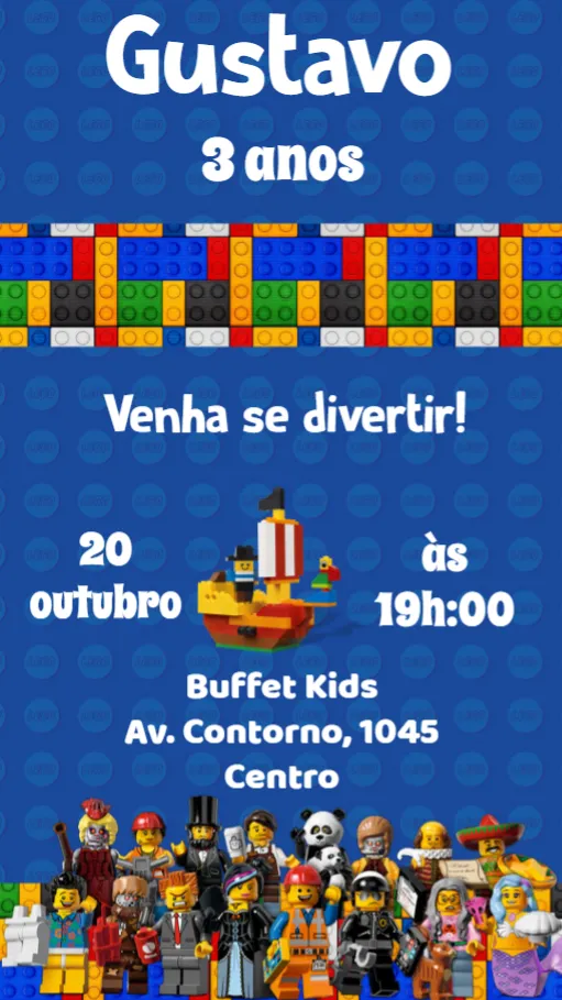 Convite Digital Lego para Aniversário Infantil | Convitede