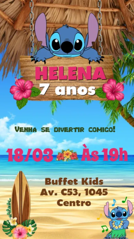 Convite Digital Lilo e Stitch - Aniversário Infantil | Convitede