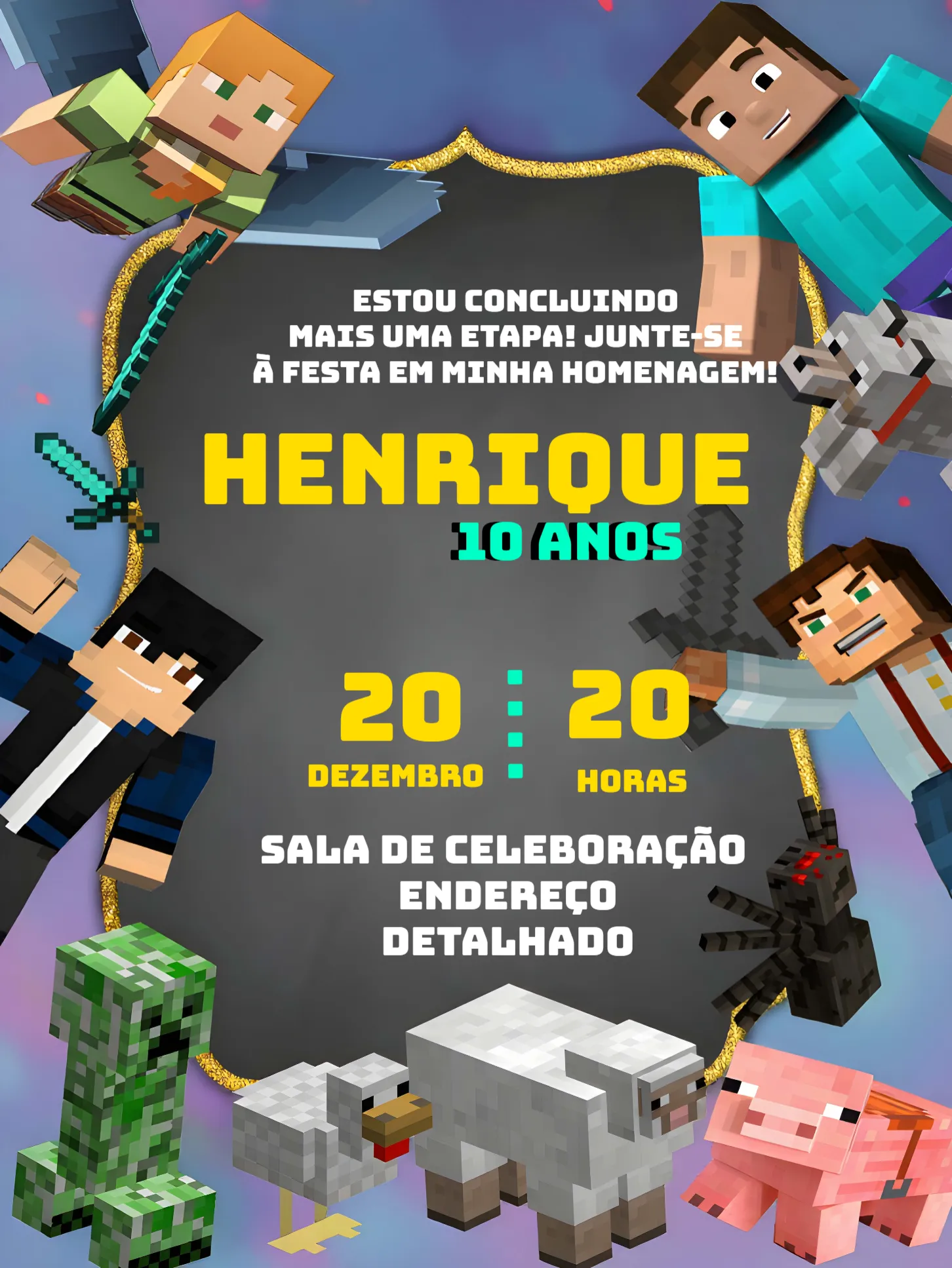 White Minecraft Digital Invitation - Top Searches | Convitede