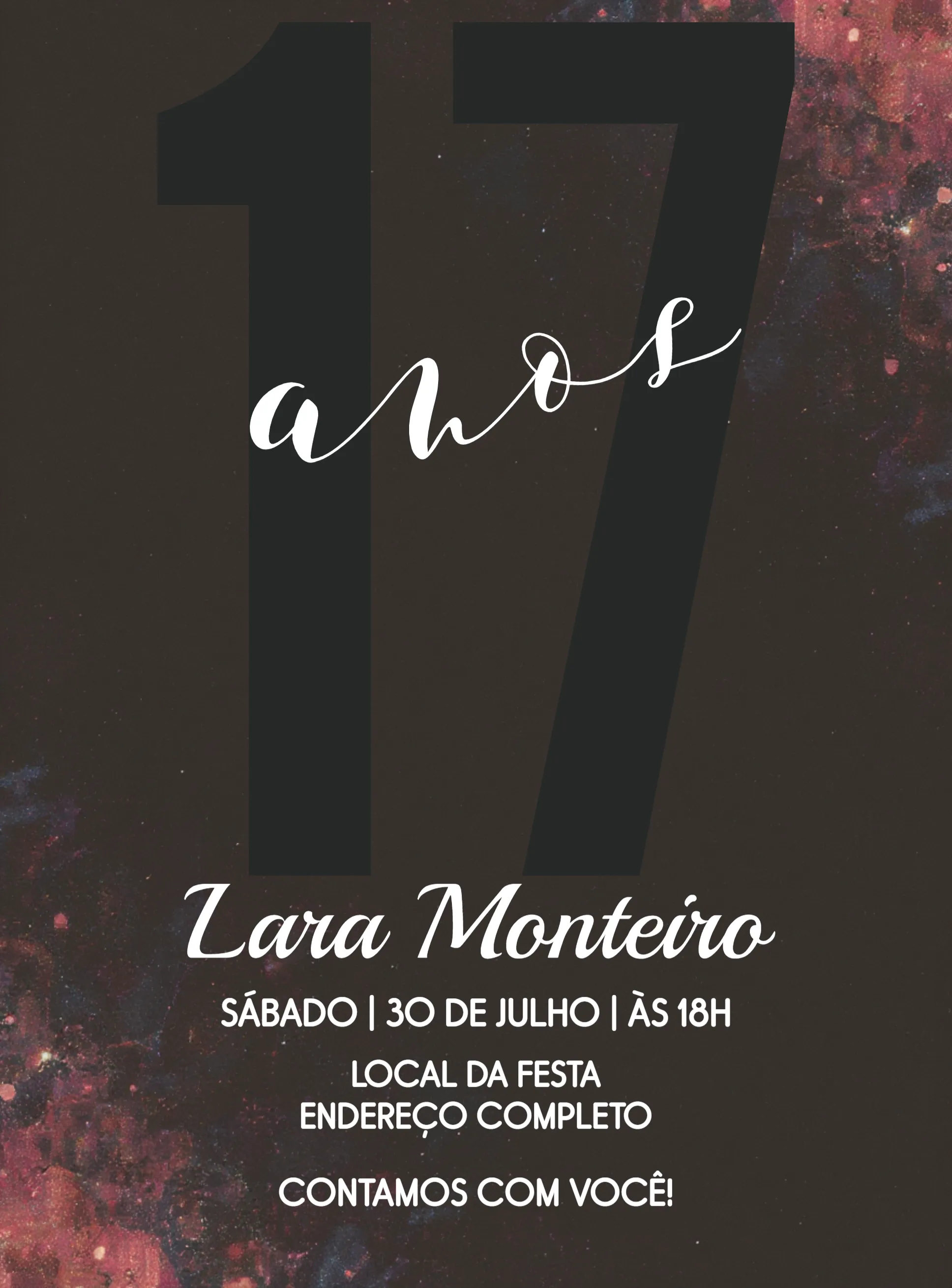 Digital Minimalist All Black Invitation for Birthday | Convitede